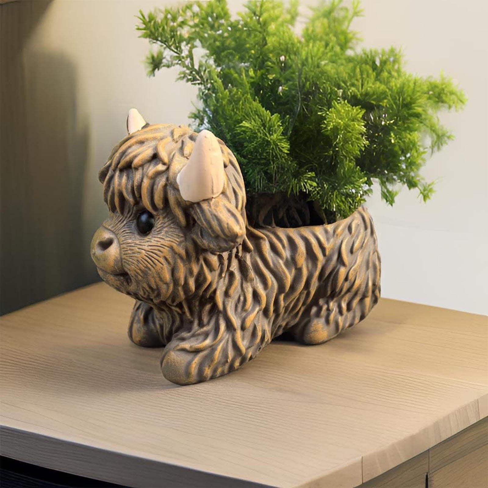 Gumesh Highland Cow Planter，Dairy Cow Flowerpot Planting Resin ...