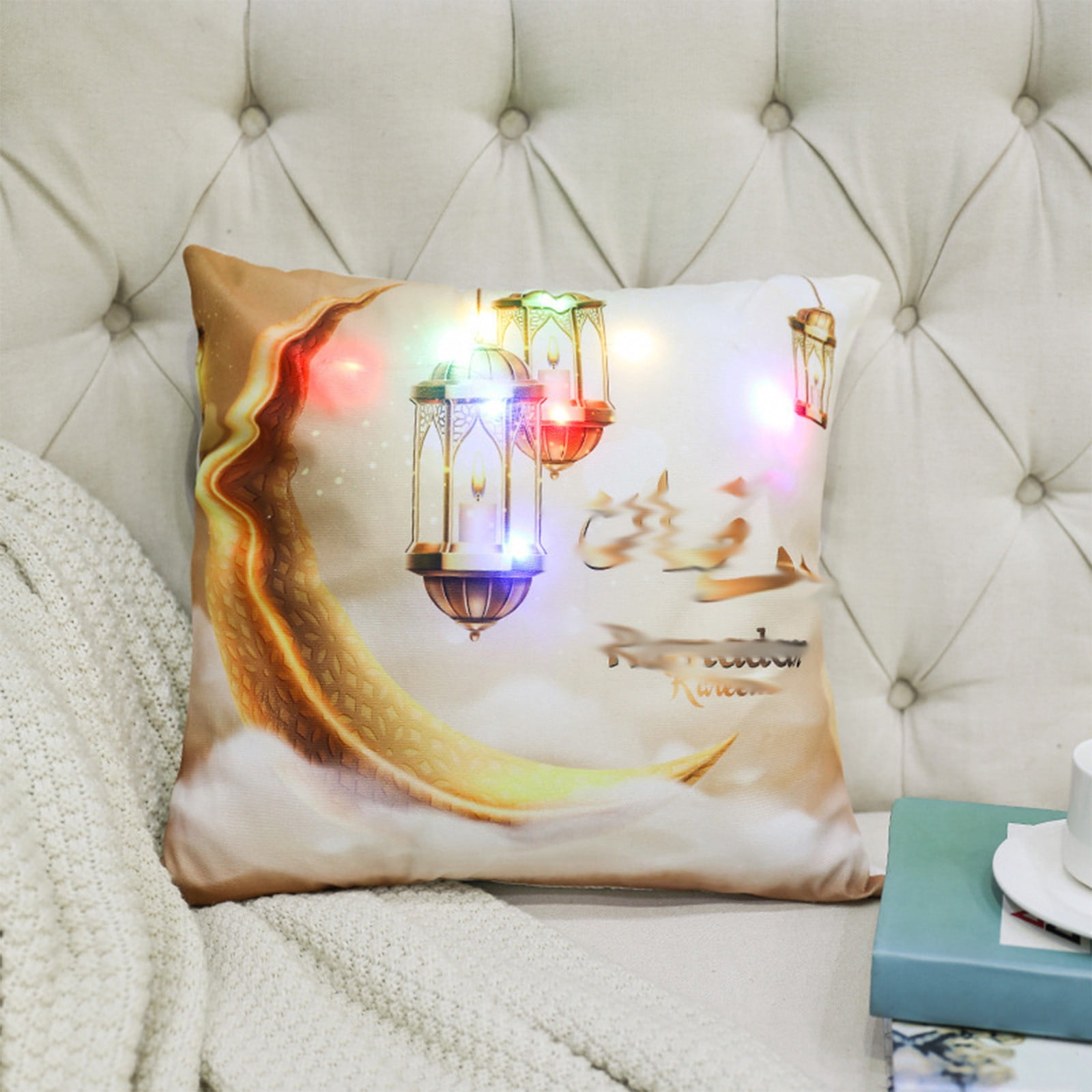 Gumesh LED Moon and Star Pillow, Light-Up Crescent Night Glowing ...