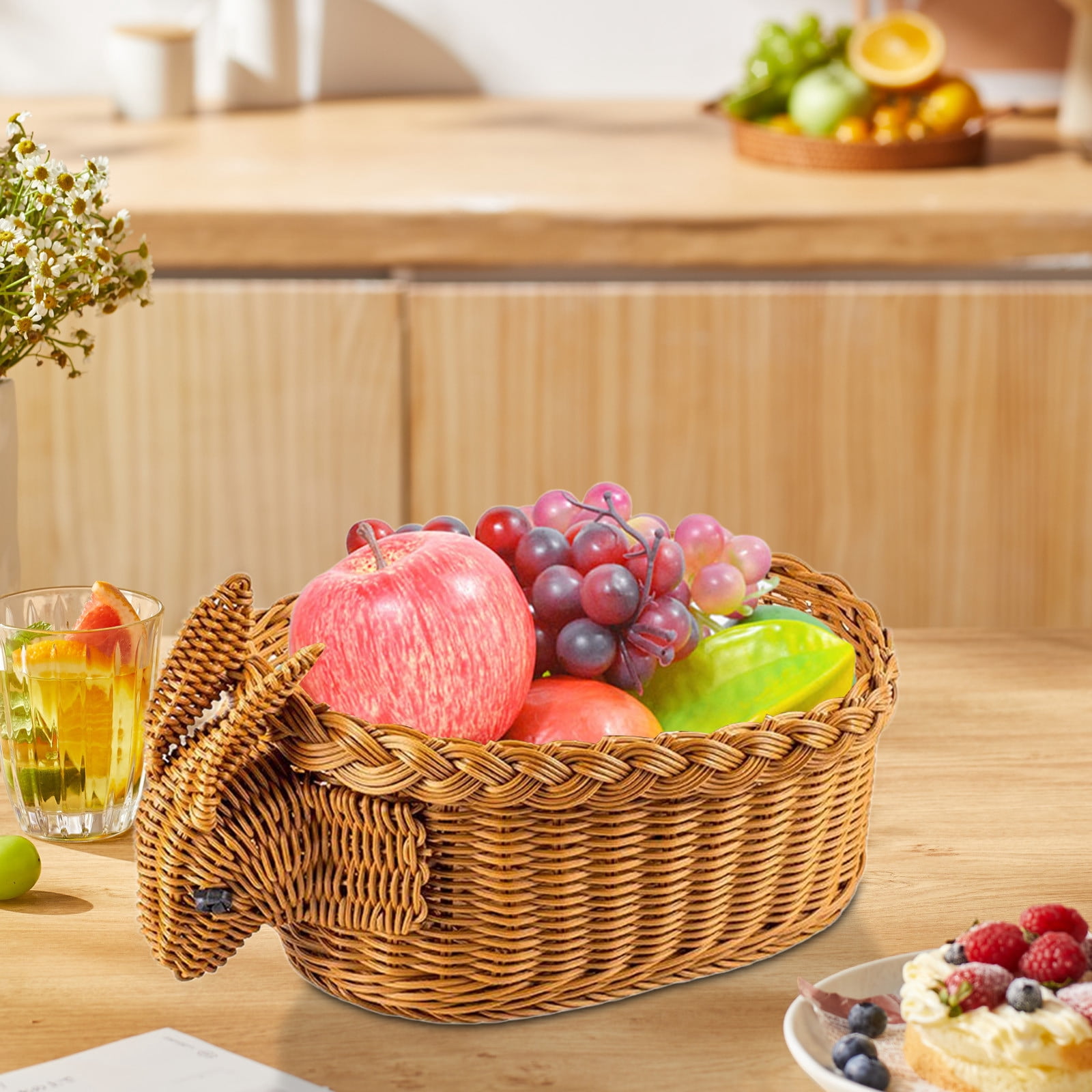 Gumesh Seagrass Woven Snack Basket - Farmhouse Tabletop Organizer w ...