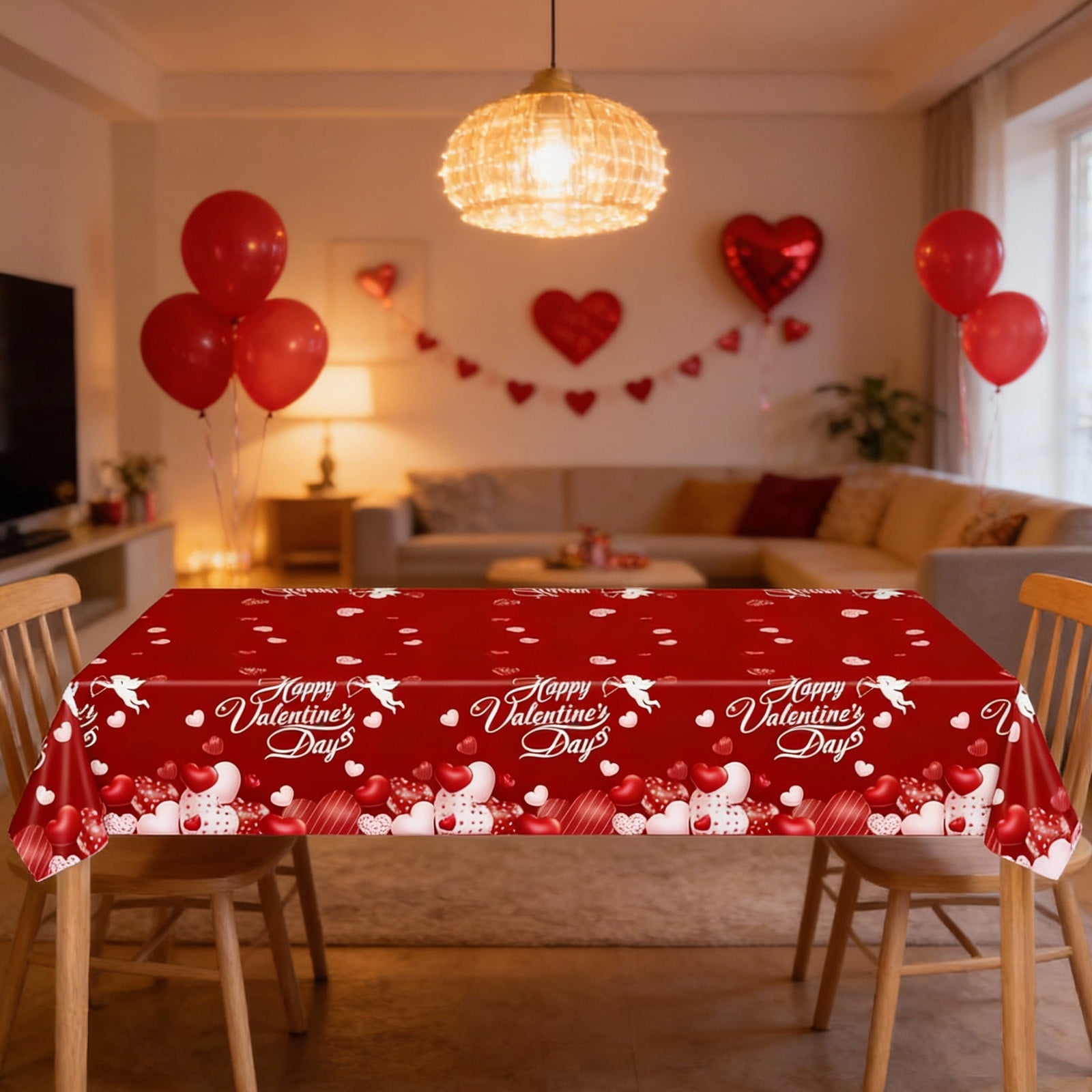 Gumesh Valentine‘s Day Tablecloth 54x108 Inch, Waterproof PVC ...