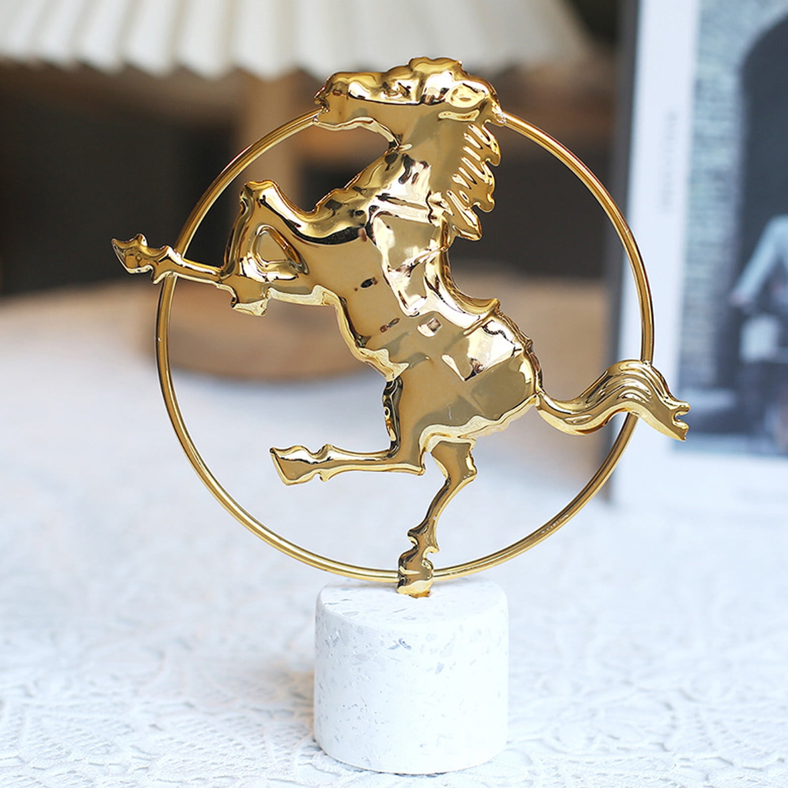 Gumesh Victorious Horse Statue - Gold Electroplated Iron Art Sculpture ...