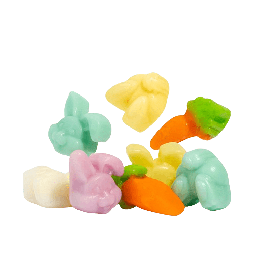Gummi Cottontail Assorted Shapes & Colors 5 lb. Bag (Bunnies, Tails ...