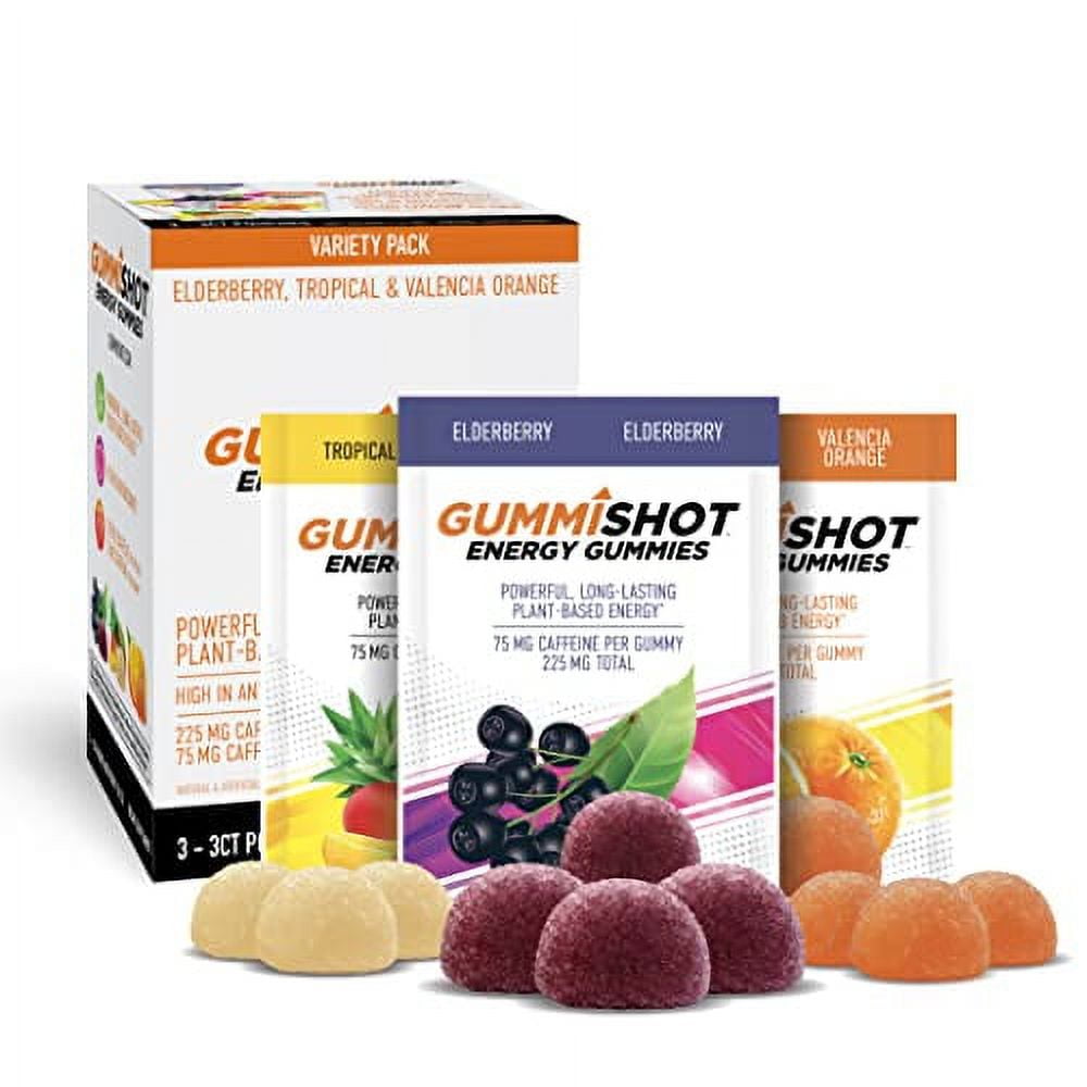 GummiShot Energy Gummies, .,. 225 mg of .,. Plant-Based Caffeine Chews ...