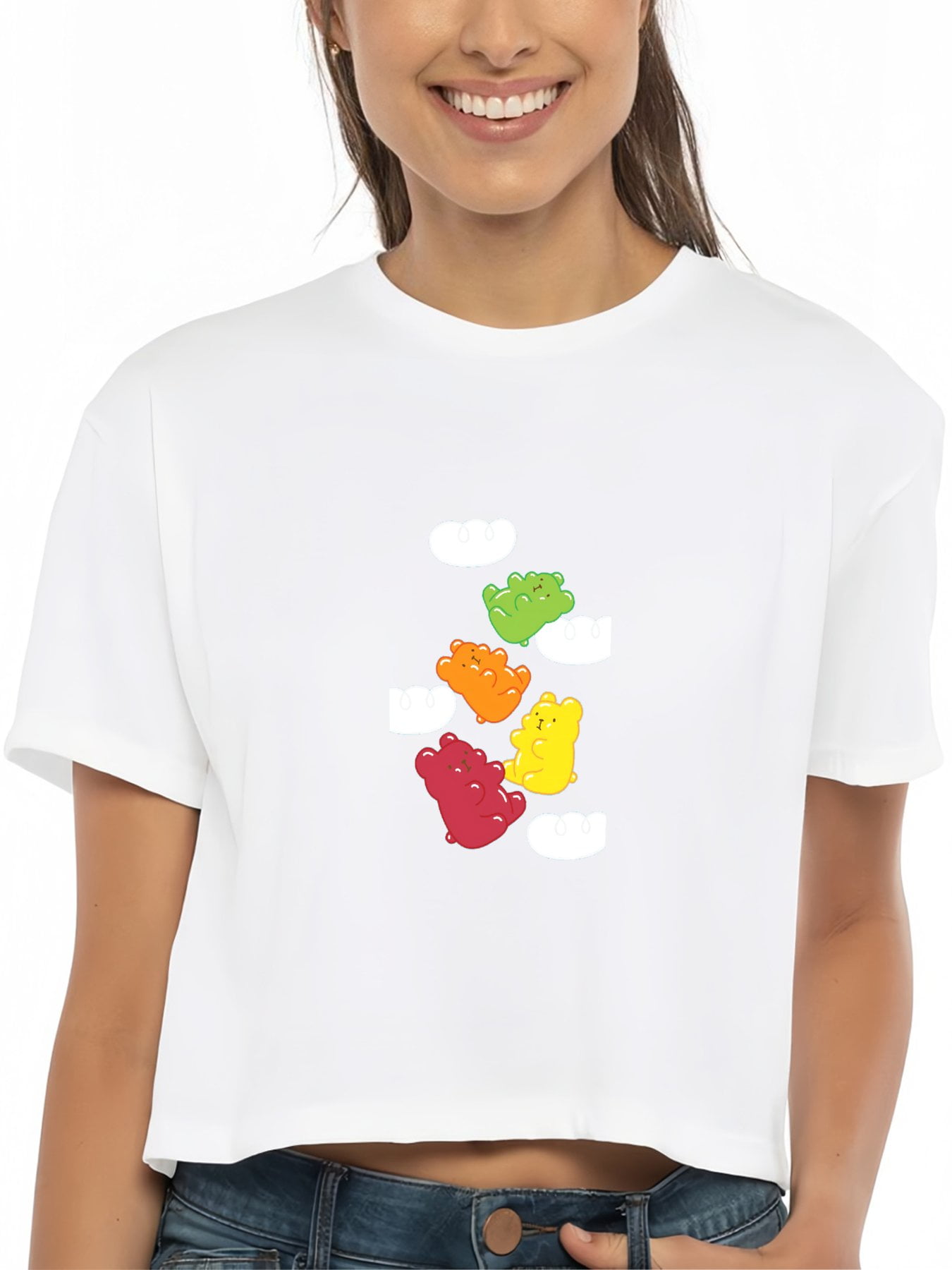 Gummy Bear And Friends Stripped Neck T Shirt Fashionable Summer Top ...