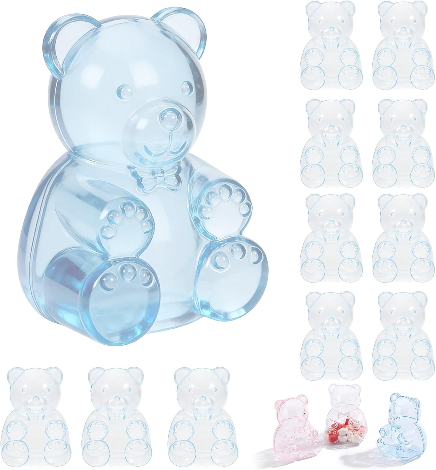 Gummy Bear Container, 12 PCS Clear Plastic Bear Shaped Candy Boxes for ...