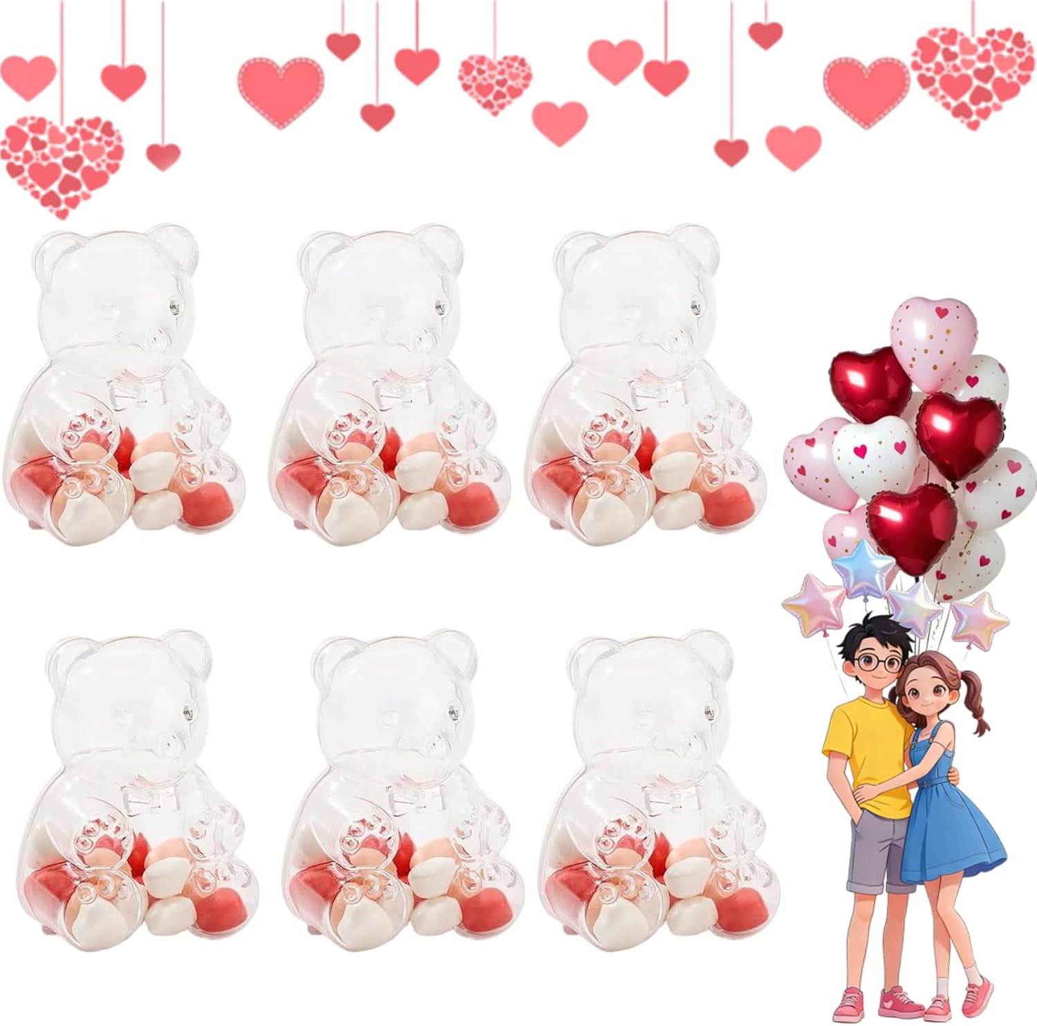 Gummy Bear Container Clear, Cute Bear-Shaped Candy Box for Valentine’s ...