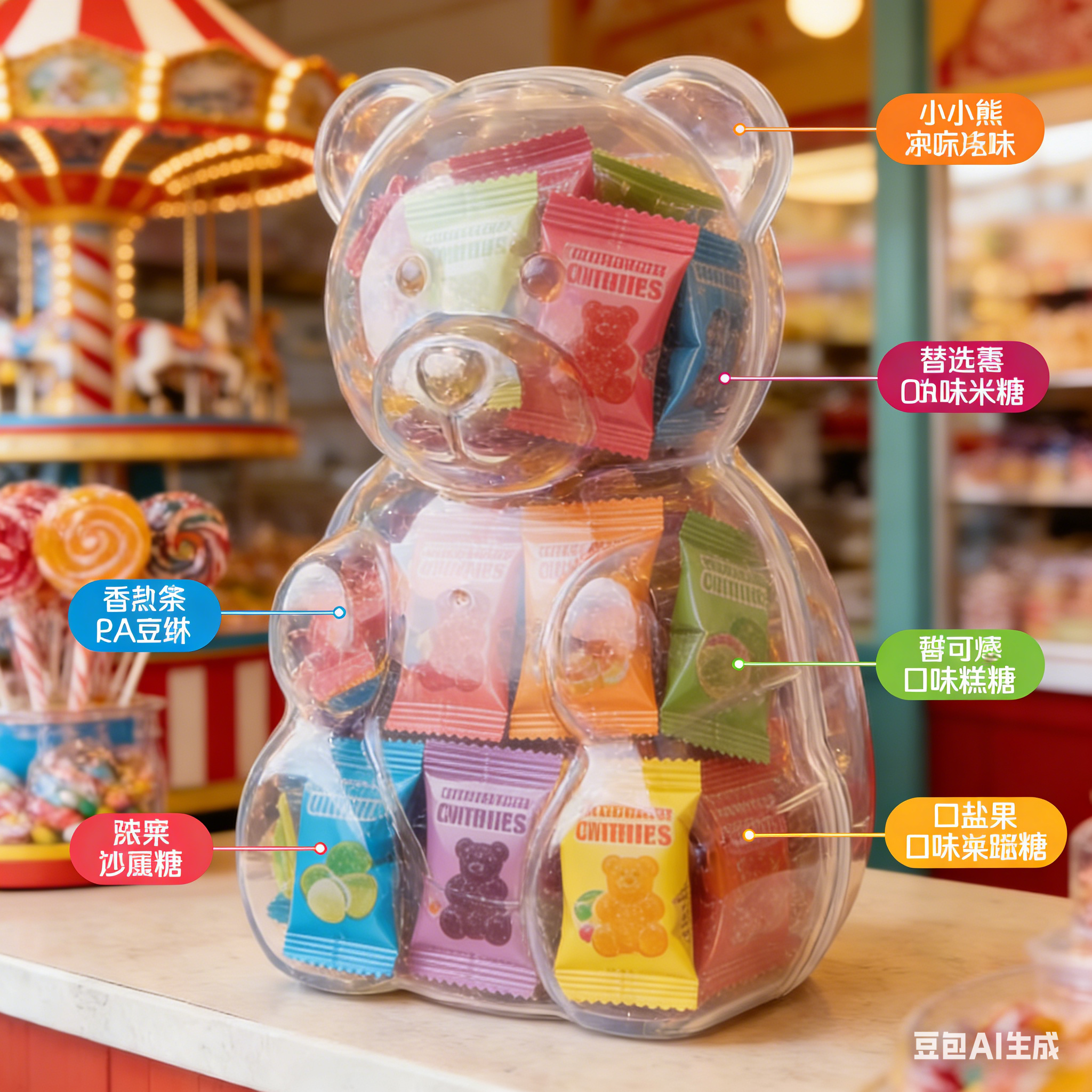 Gummy Bear Container Reusable Giant Bear-Shaped Candy Holder Holiday ...