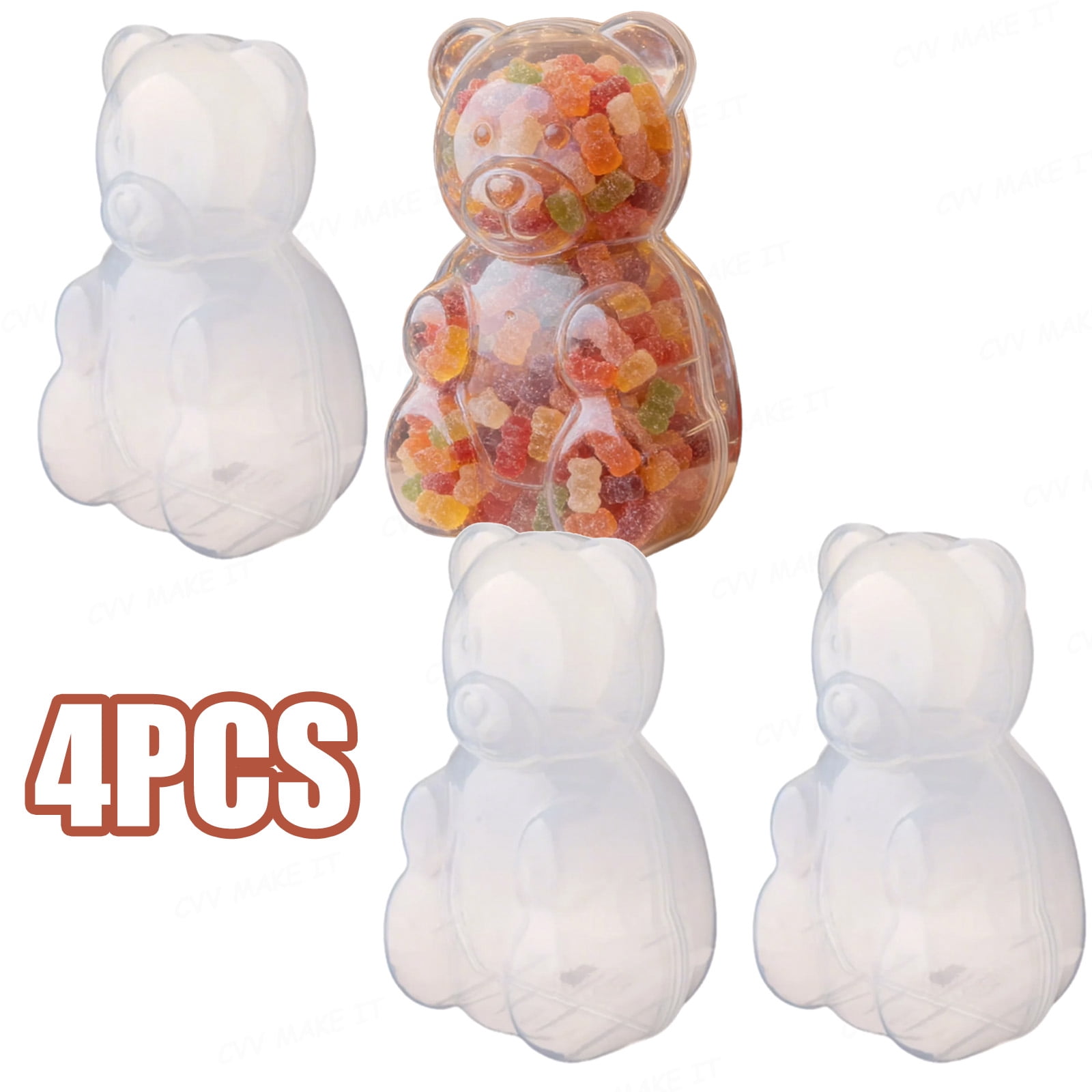 Gummy Bear Container, Reusable Giant Bear Shaped Plastic Candy Holder ...