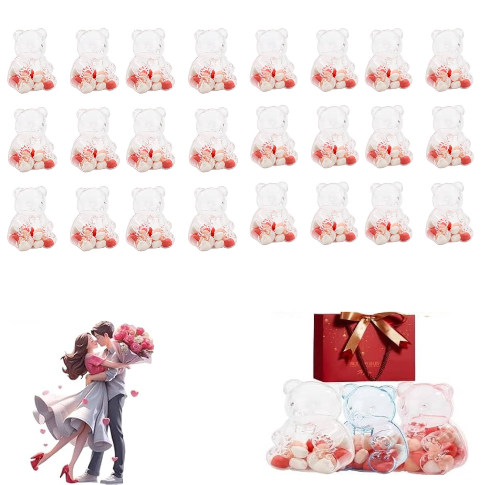 Gummy Bear Container for Valentine Gift, Large Clear Plastic Candy ...