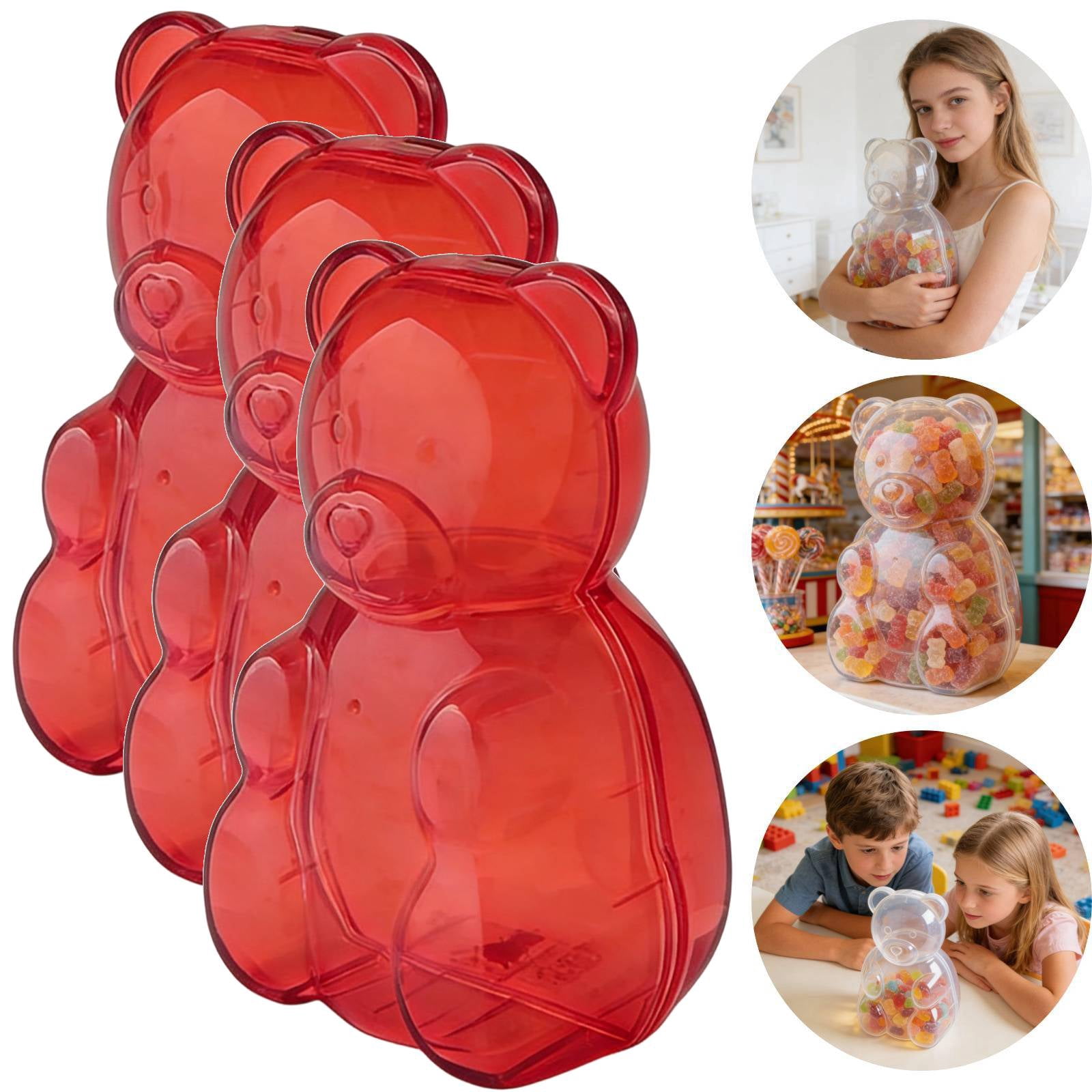 Gummy Bear Container for Valentine's Day, Plastic Cute Bear-Shaped ...