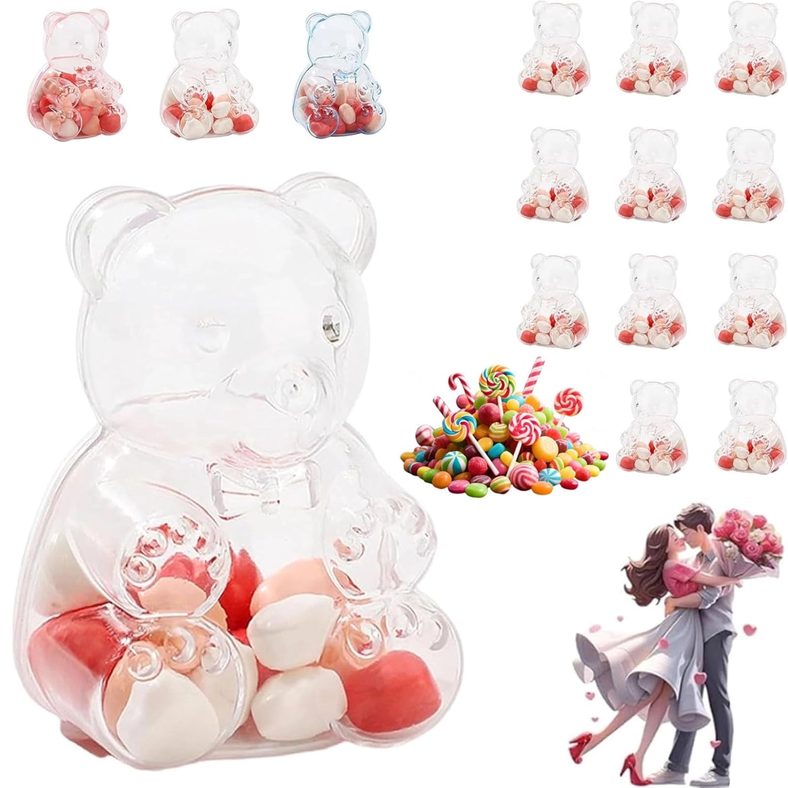 Gummy Bear Containers Plastic, 12 Pcs Gummy Bear Container, Large Clear ...