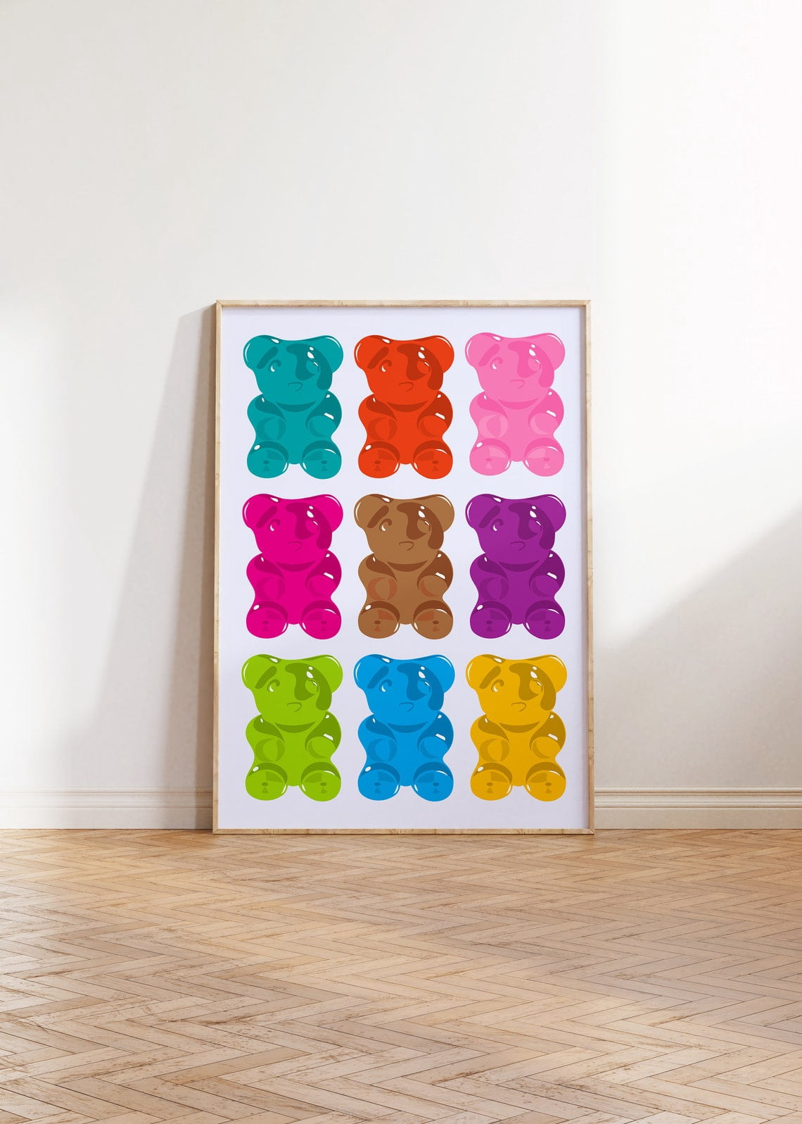 Gummy Bear Illustration Wall Art Trendy Dorm Decor, Unframed Canvas ...