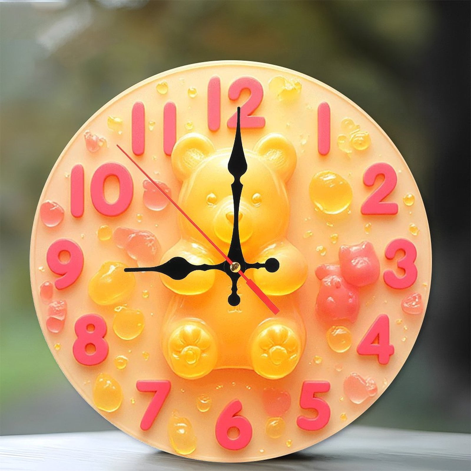 Gummy Bear Jelly Clock Resin Wall Clock Home Decor 10-Inch Silent ...