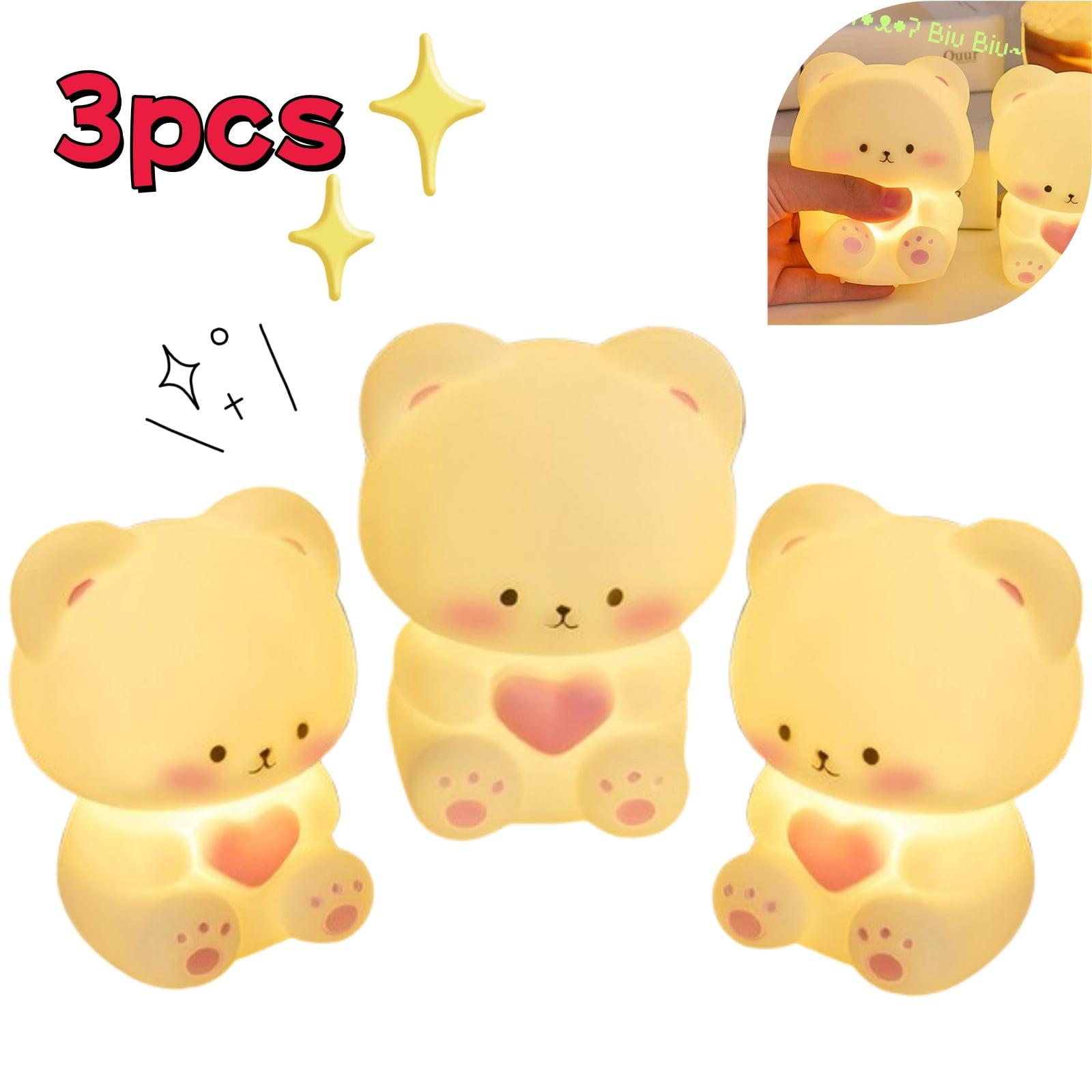 Gummy Bear Night Light Squeeze, 3PCs Night Light for Kids Night Light ...
