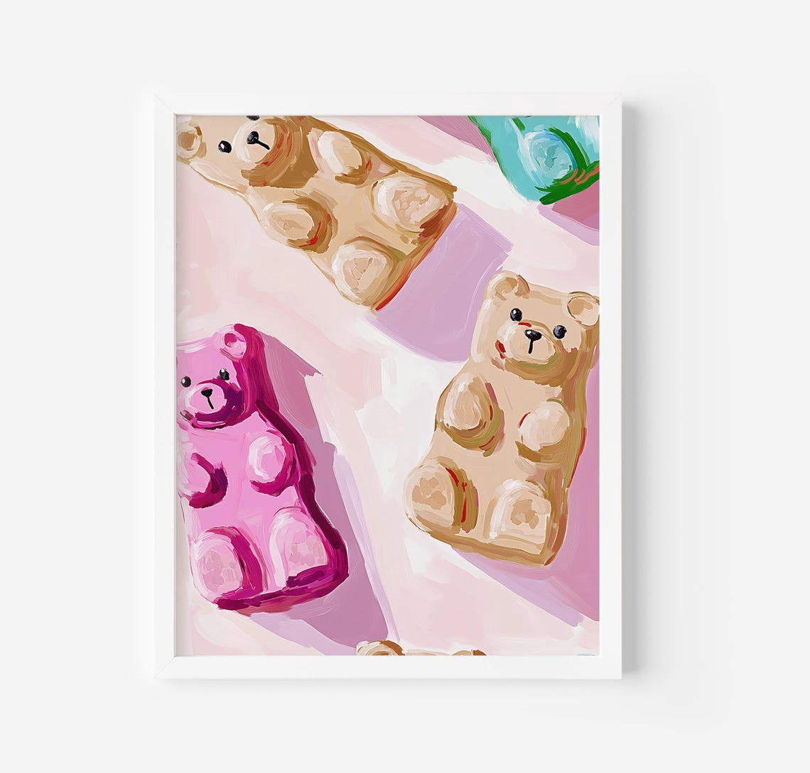 Gummy Bear Wall Art Poster Trendy Pastel Candy Decor, Unframed Poster ...