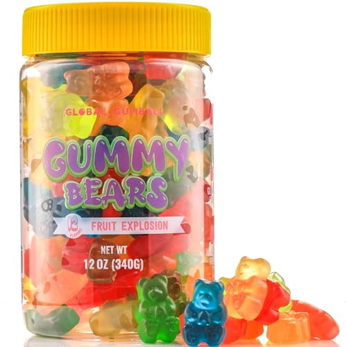 Gummy Bears - Assorted 12 Flavors Gummies Candy in Jar - 12 oz Gummy ...