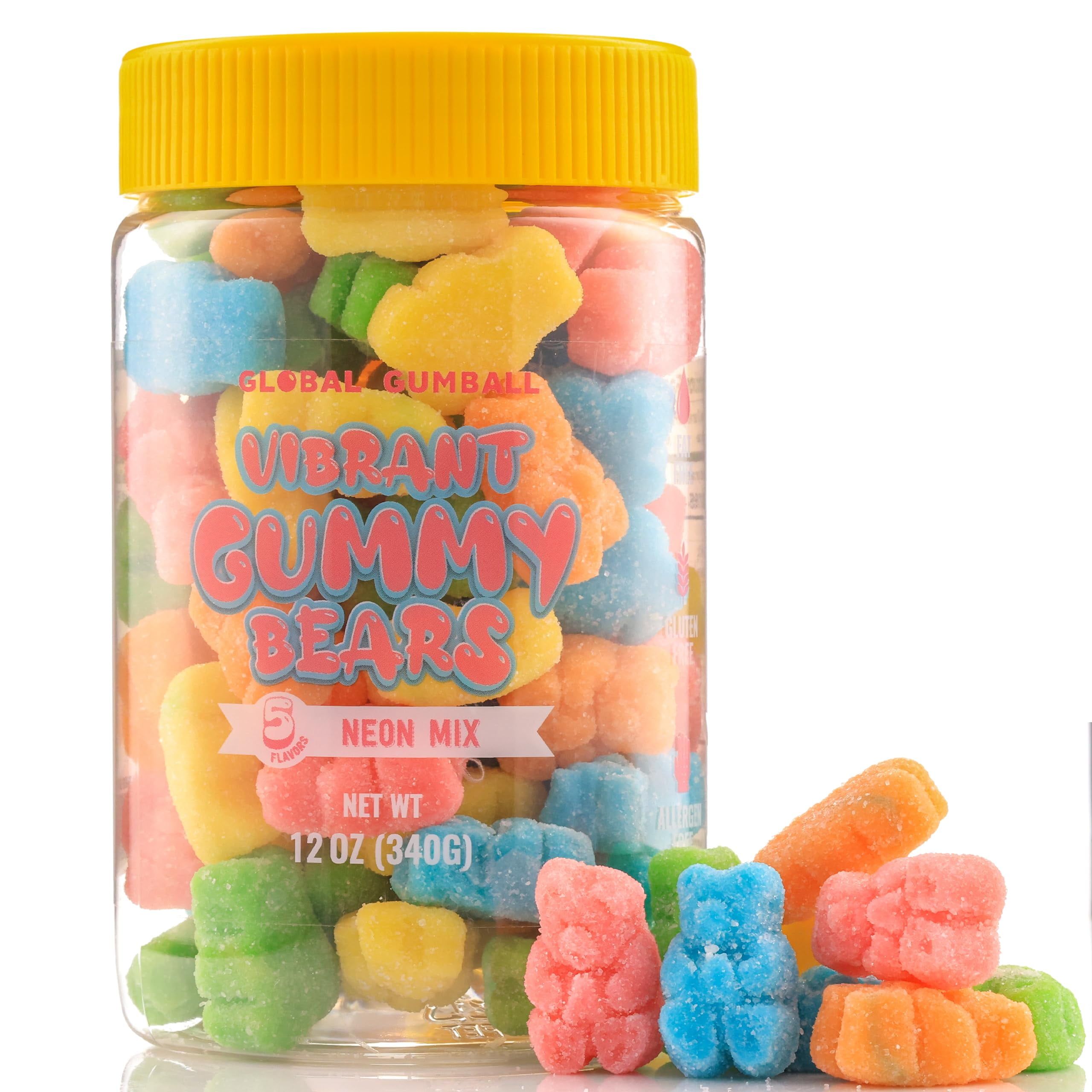 Gummy Bears - Assorted MMF7 Flavors Gummies Candy in Jar - 12 oz Gummy ...