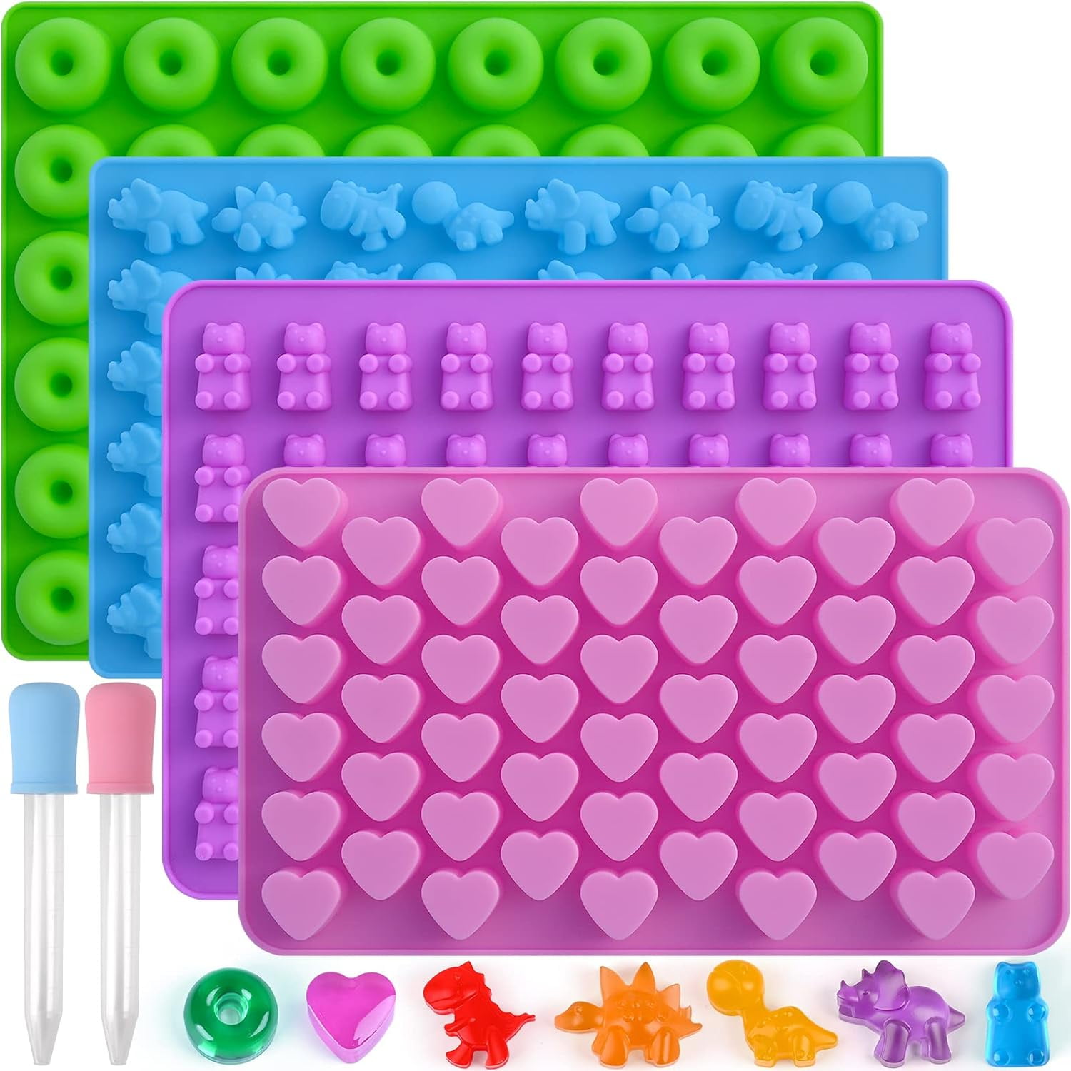 Customer reviews for Gummy Candy Molds Silicone with 2 Droppers Pack of ...