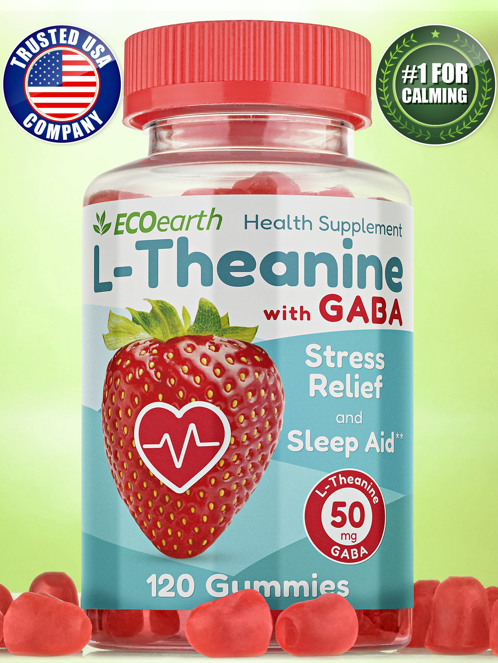 Gummy GABA & L-Theanine Dietary Supplement, 50 mg 120 Vegan Gummies ...
