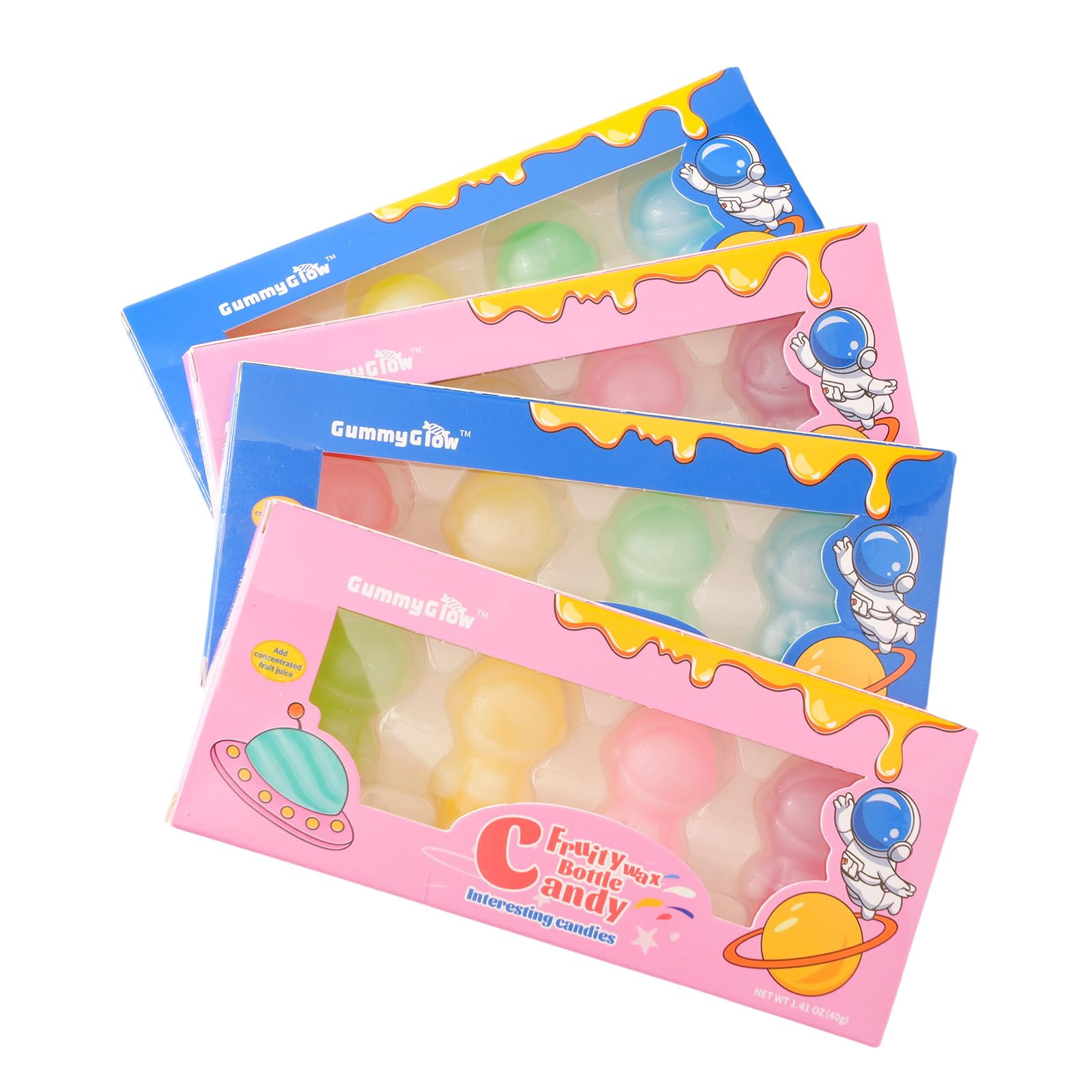 Gummy Glow Astronaut Wax BCF26 Candy, 8 Flavor Retro Wax Bottles (4 ...