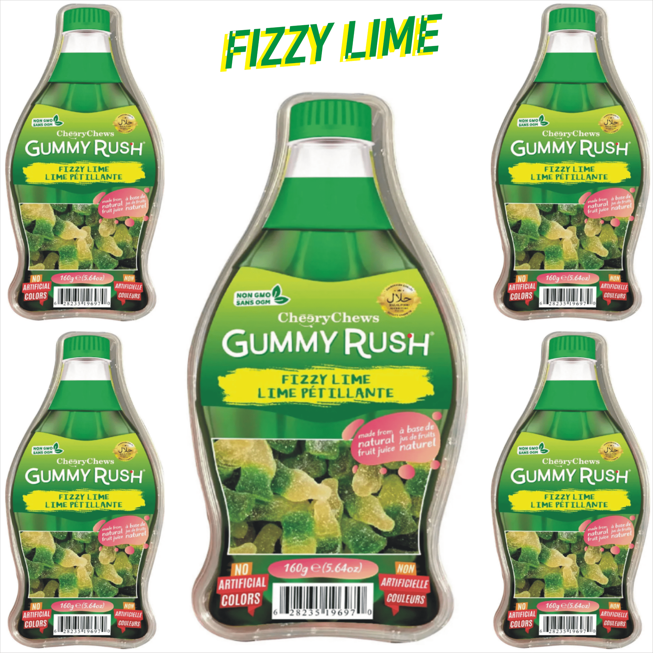 Gummy Rush Fizzy Lime Flavors 160g e (5.64oz) Pack of 5 - Walmart.com