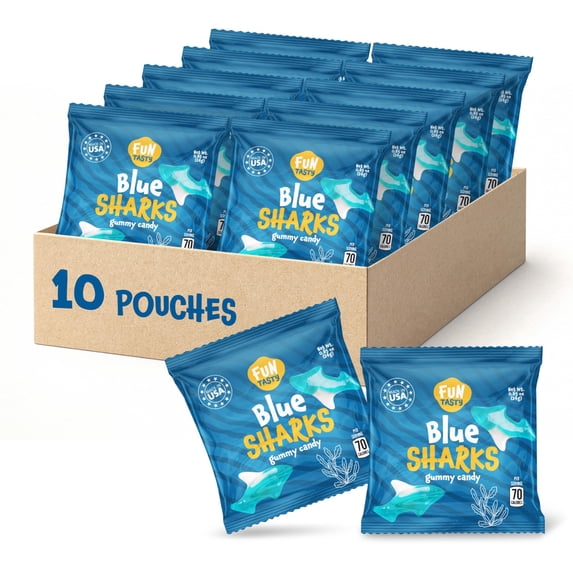Gummy Sharks - 10 Packs - Blue Shark Gummies Individually Wrapped ...