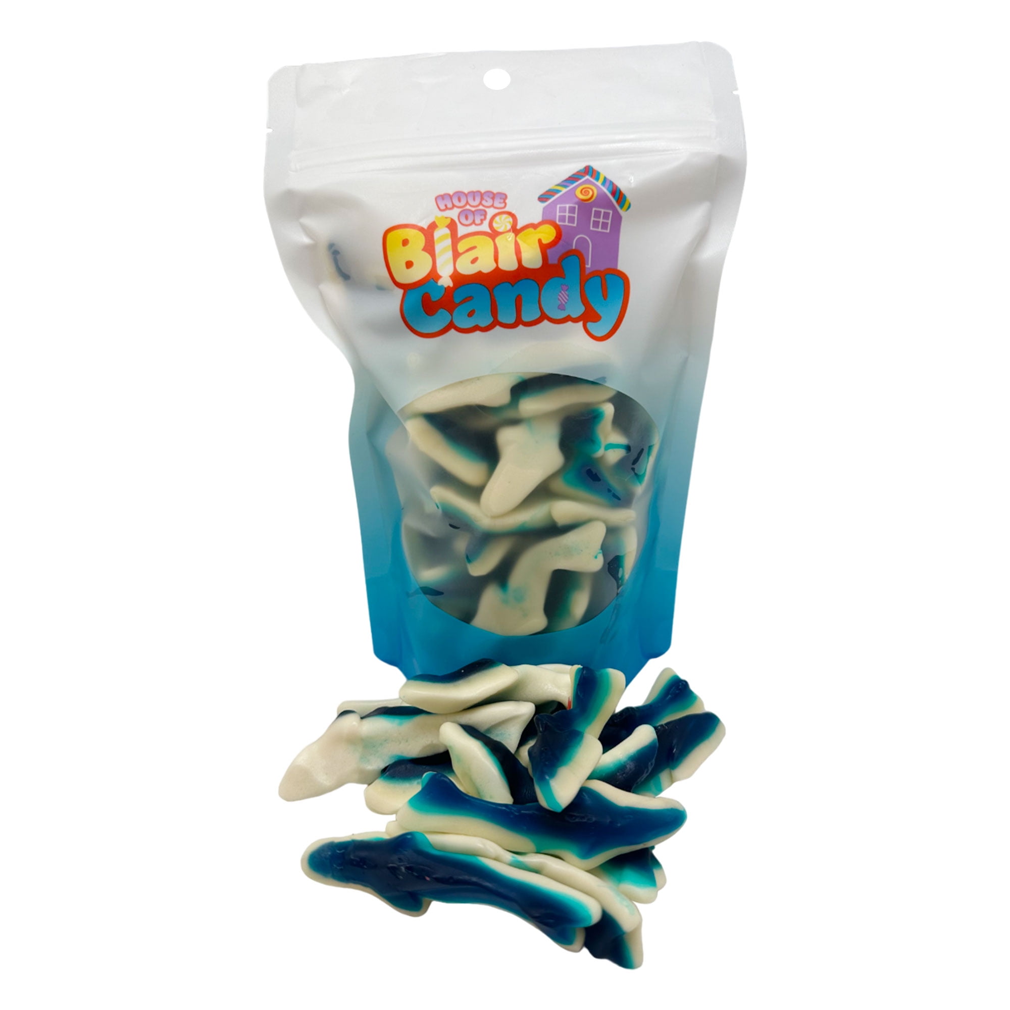 Gummy Sharks Candy - 1 LB Resealable Stand Up Candy Bag - Blue and ...
