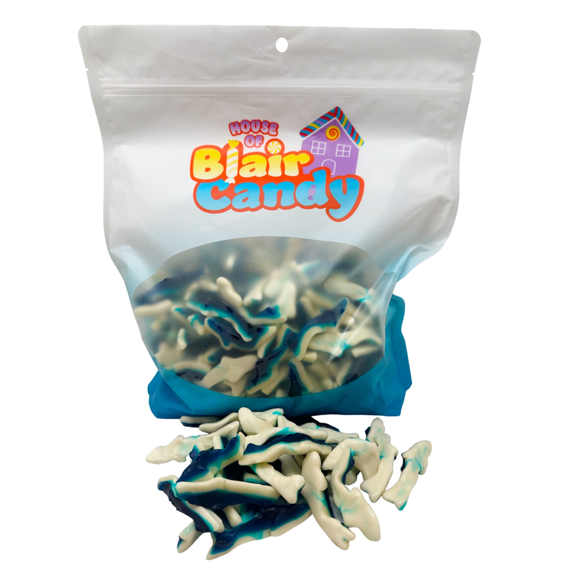 Gummy Sharks Candy - 5 LB Resealable Stand Up Candy Bag - Blue and ...