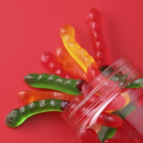 Gummy Worms - Assorted Flavors Gummies Candy in Jar - 12 oz Gummy ...