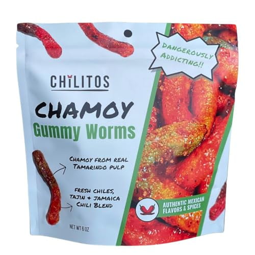 Gummy Worms Chamoy Candy - Chilitos Mexican Sweet Sour Spicy Chili ...