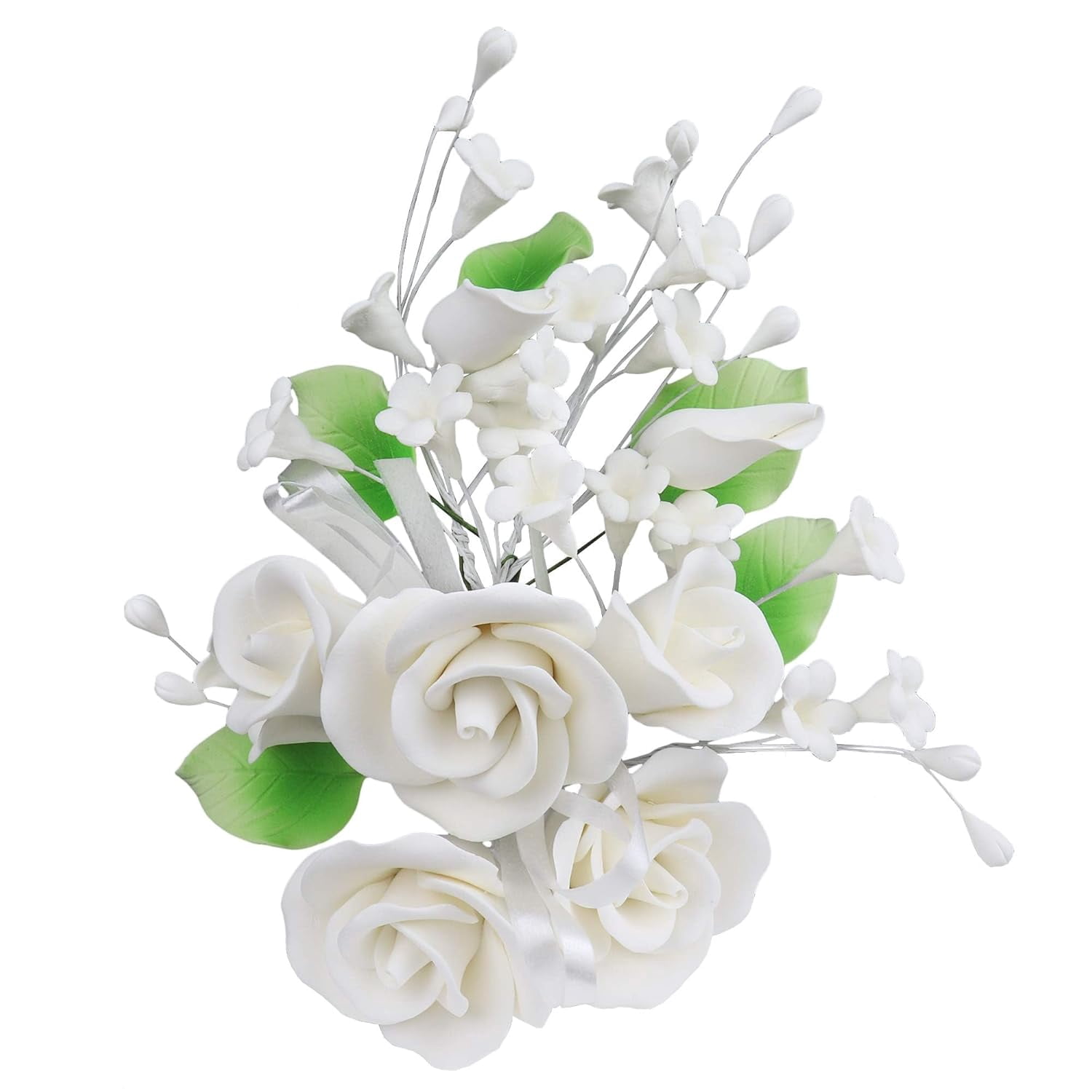 Gumpaste Flower Spray, White Rose 6x8 - Edible Flowers for Cake ...