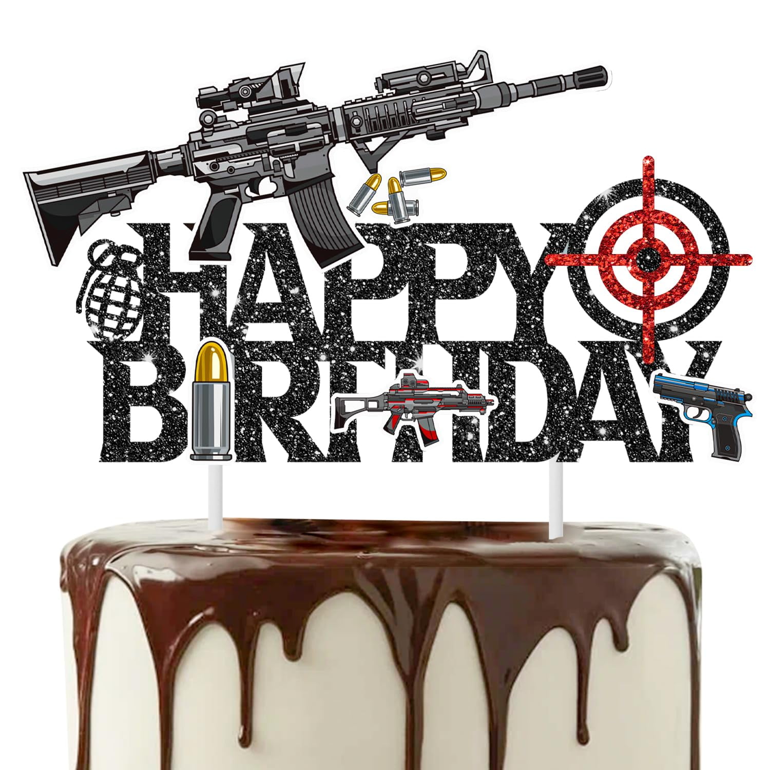 Gun Birthday Cake TWE5 Topper Gun Pistol Birthday Party Decorations ...