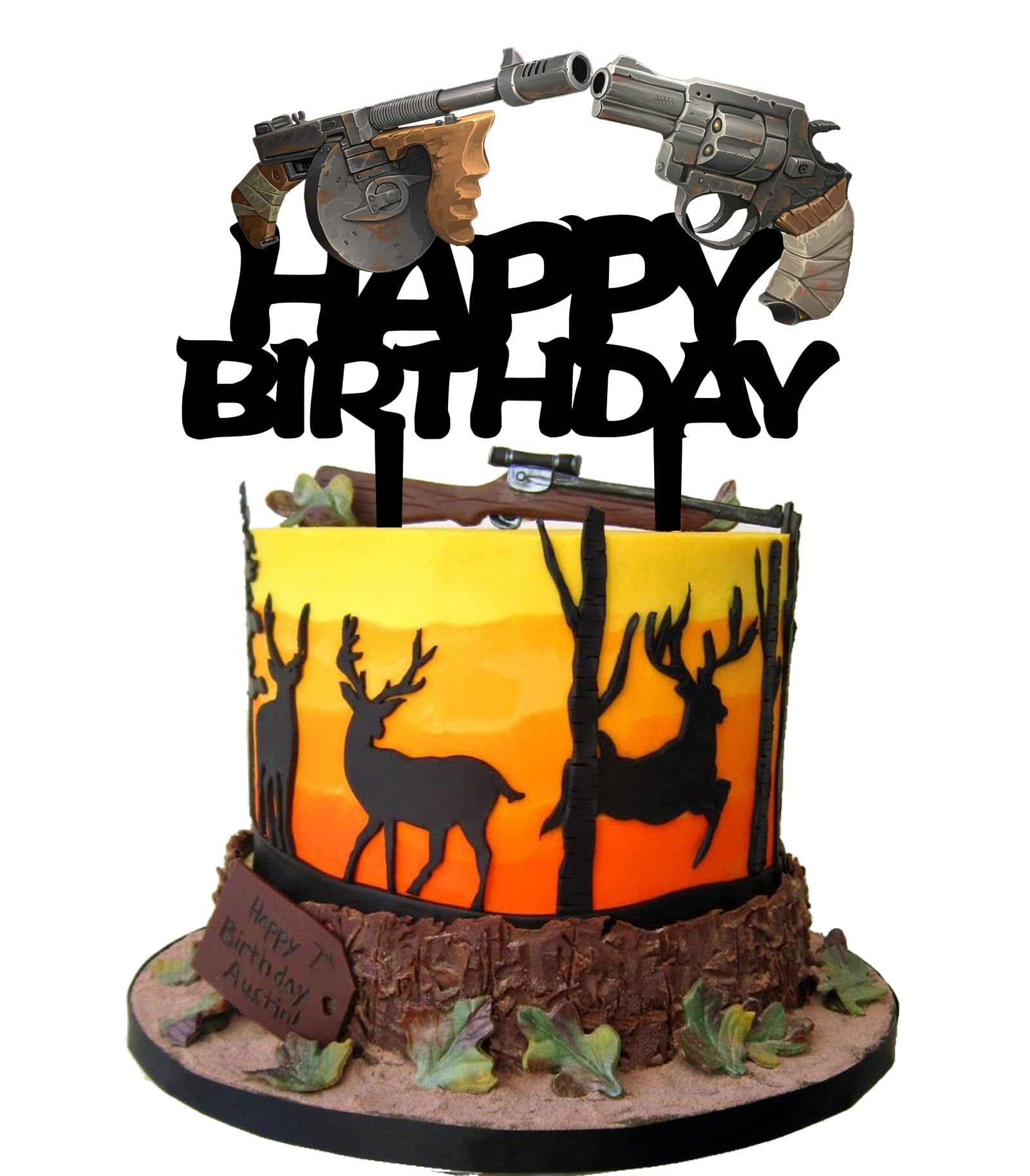 Gun Cake Topper Black Acrylic Shooting BSL1 Theme Birthday Supplies ...