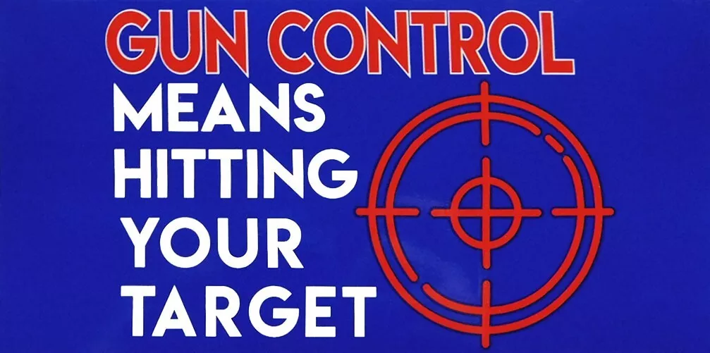 Gun Control Means Hitting Your Target Blue Vinyl Decal Bumper Sticker ...