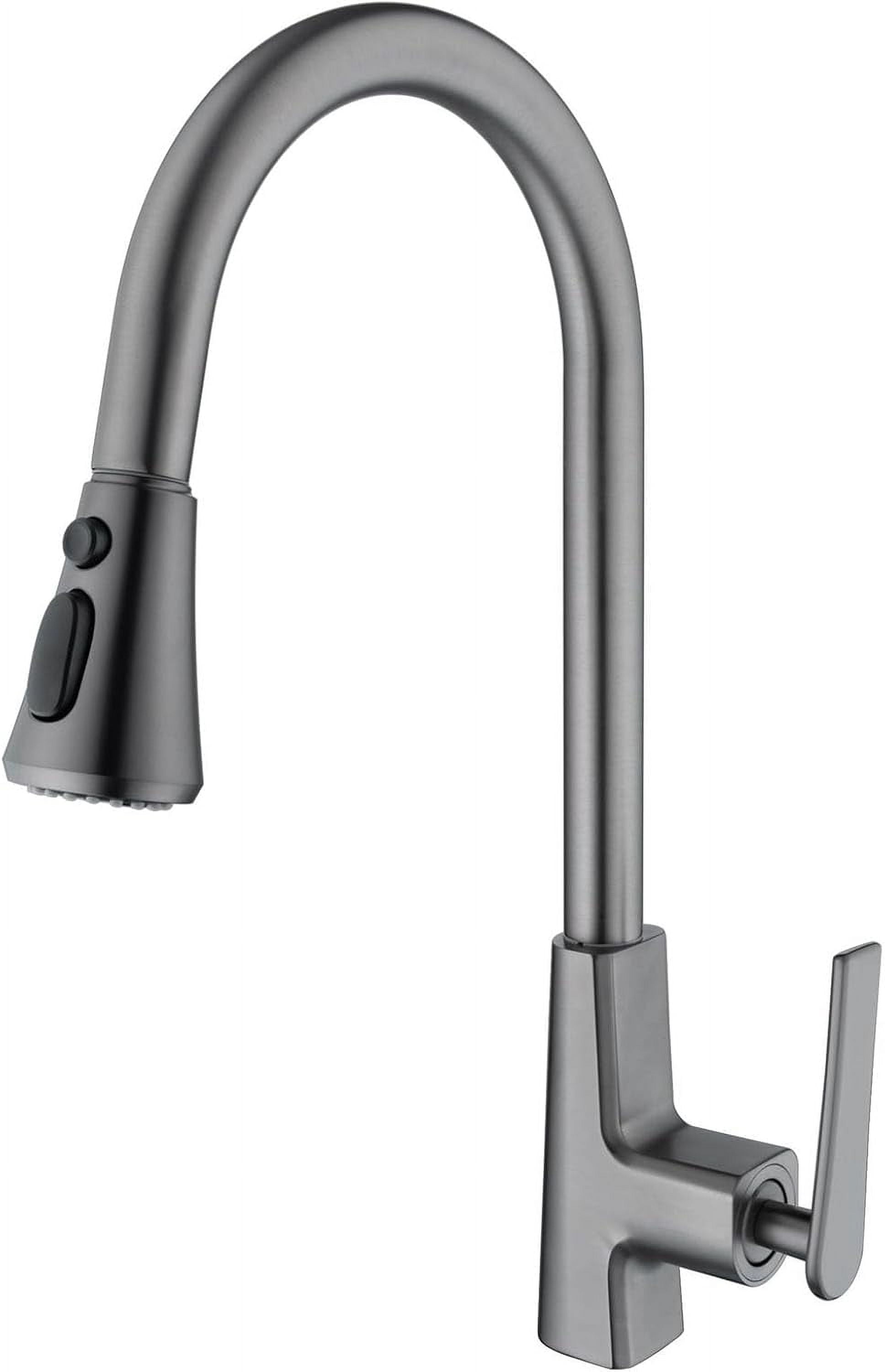 Gun Gray Pull-Down Kitchen High Arc 360° Swivel Kitchen Sink Faucet ...