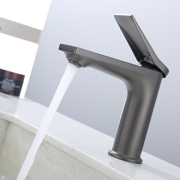 Gun Gray Single Hole Bathroom Faucet,Laundry Vanity Sink Faucet with ...