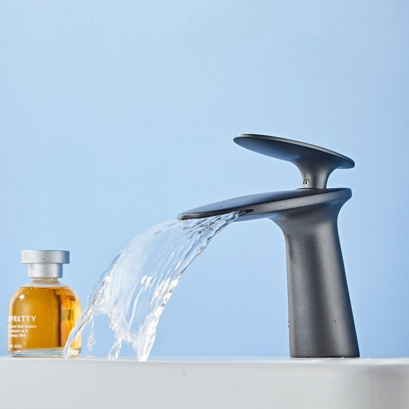Gun Grey Basin Faucet Solid Brass Brushed Gold Bathroom Faucet Cold Hot ...