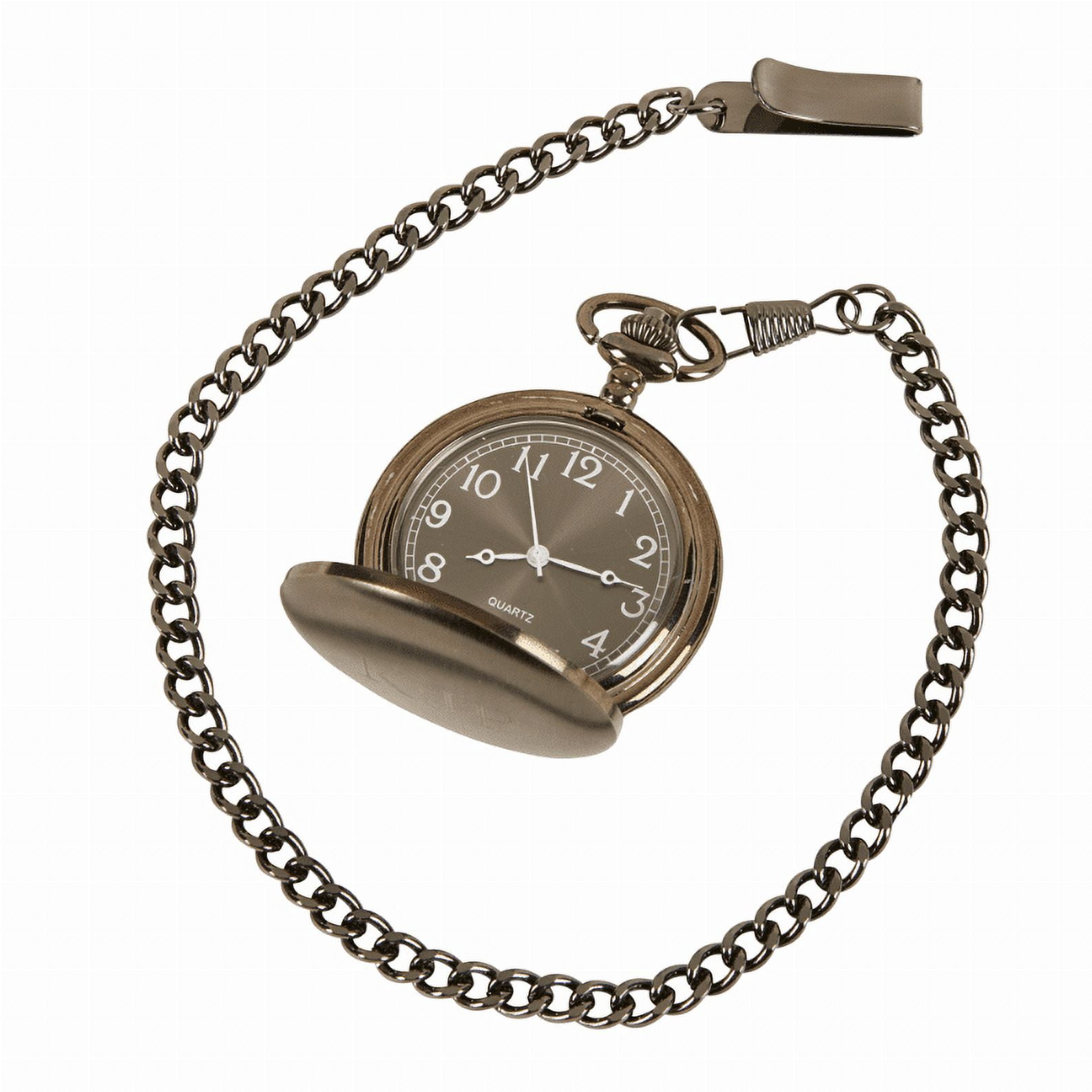 Gun Metal Quartz Pocket Watch with 12 Inch Chain QGM21857 - Walmart.com