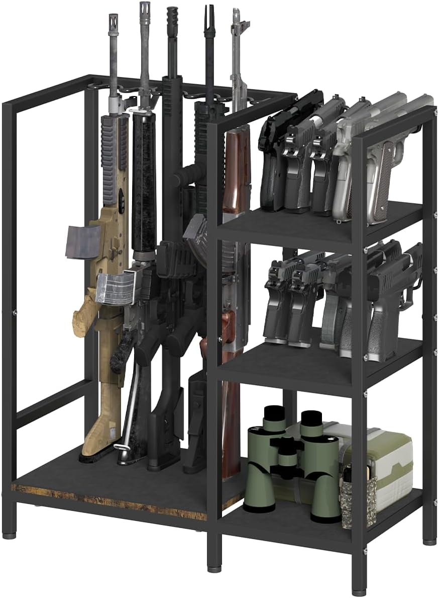 Gun Rack, Floor Standing Rifle Stand with Pistol Shelves, Vertical ...