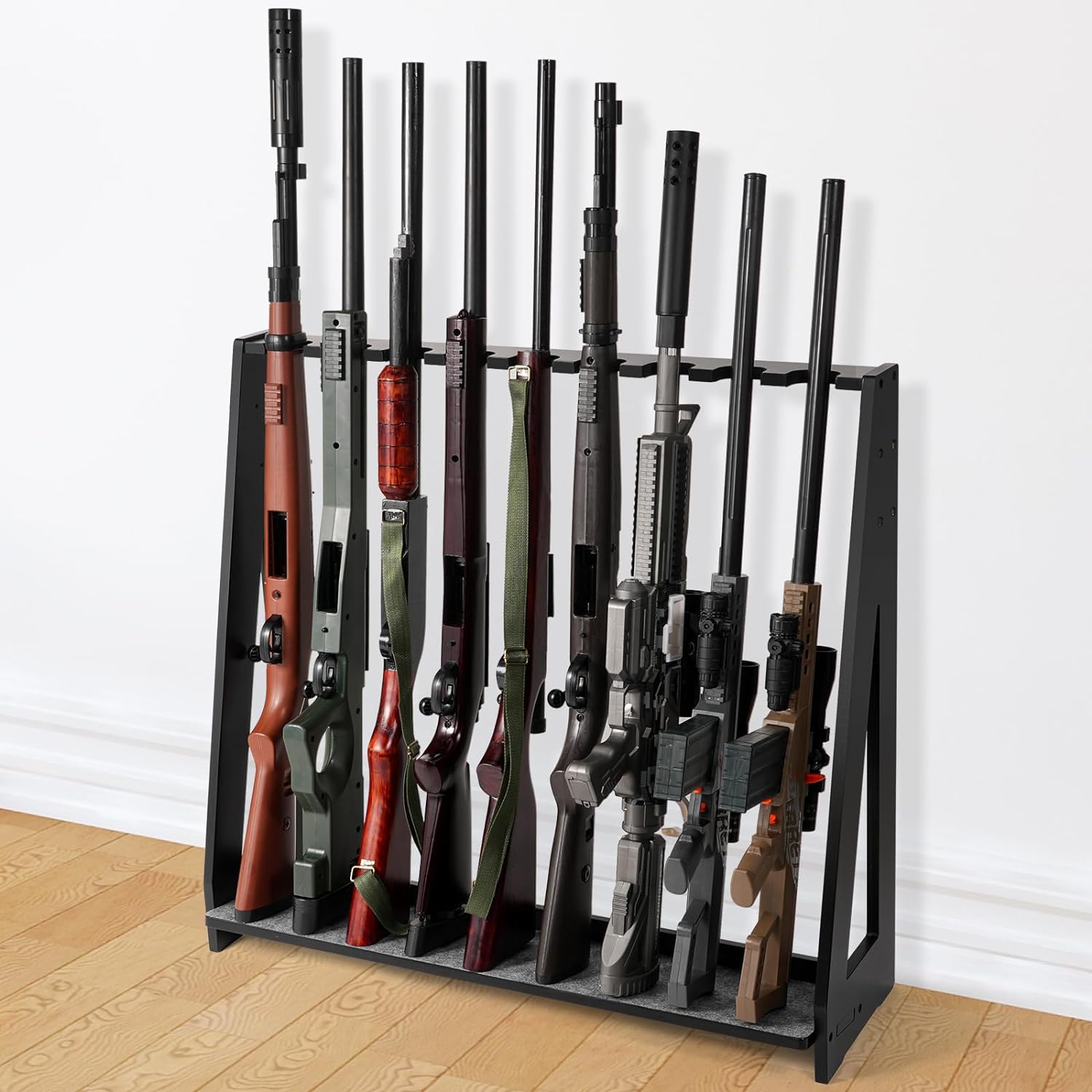 Gun Rack Freestanding Rifle Racks, Heavy Duty Wooden Shotgun Rack ...