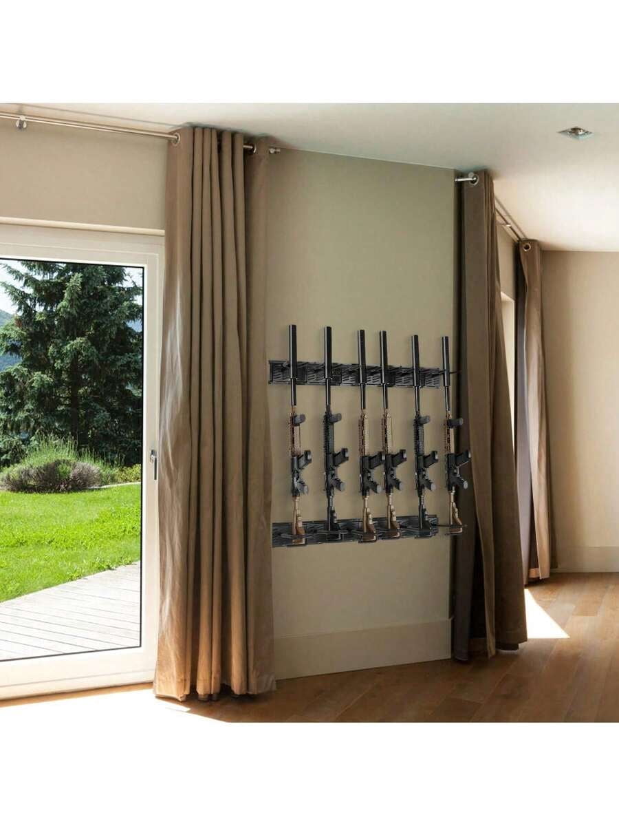 Gun Rack, Indoor Gun Rack Wall Mount, 6-Slot Vertical Rifle Shotgun Gun ...