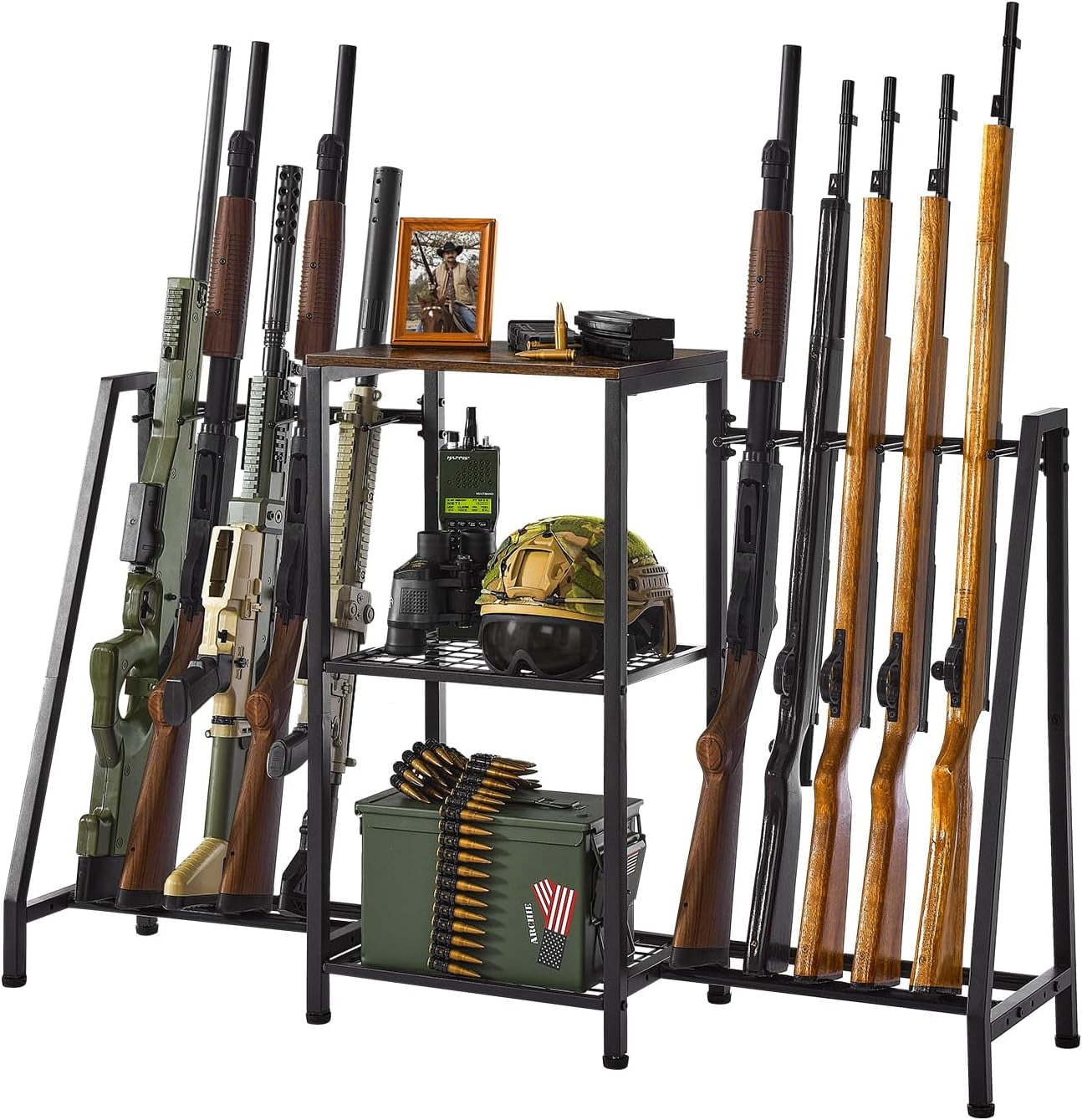 Gun Rack, Rifle Rack with Gun Storage Solutions, Indoor Standing Floor Shotgun Rack, Shooting ...