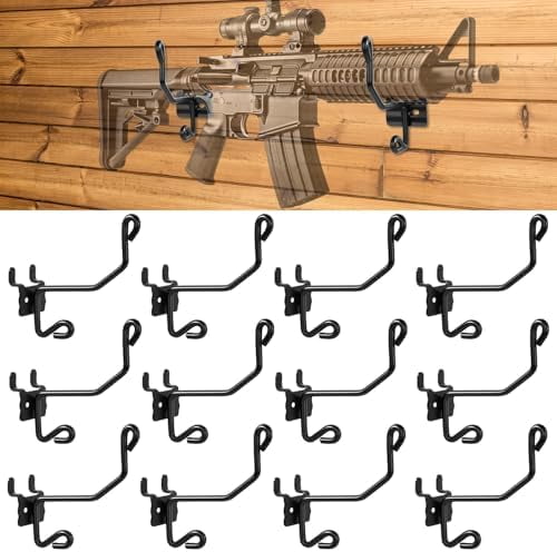 Gun Rack Wall Mount – 12-Pack Vinyl-Coated Steel Hooks for Slatwall ...