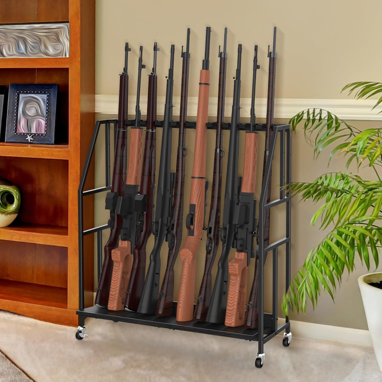 Gun Racks, Floor Standing Shotgun Rack Indoor Outdoor, Heavy Duty Metal ...