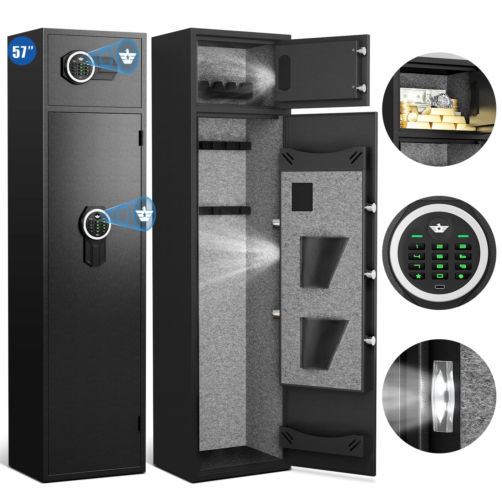 Gun Safe and 0.8 Cub Safe Box, 2 In 1 Gun Safes for Home Pistols, 4-5 ...
