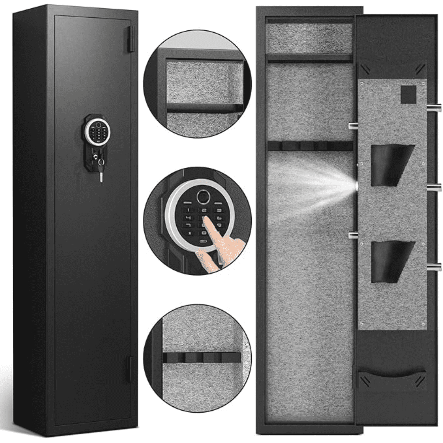 Gun Safe, 1-2 Fingerprint Gun Safes for Home Rifle and Pistols, Quick ...