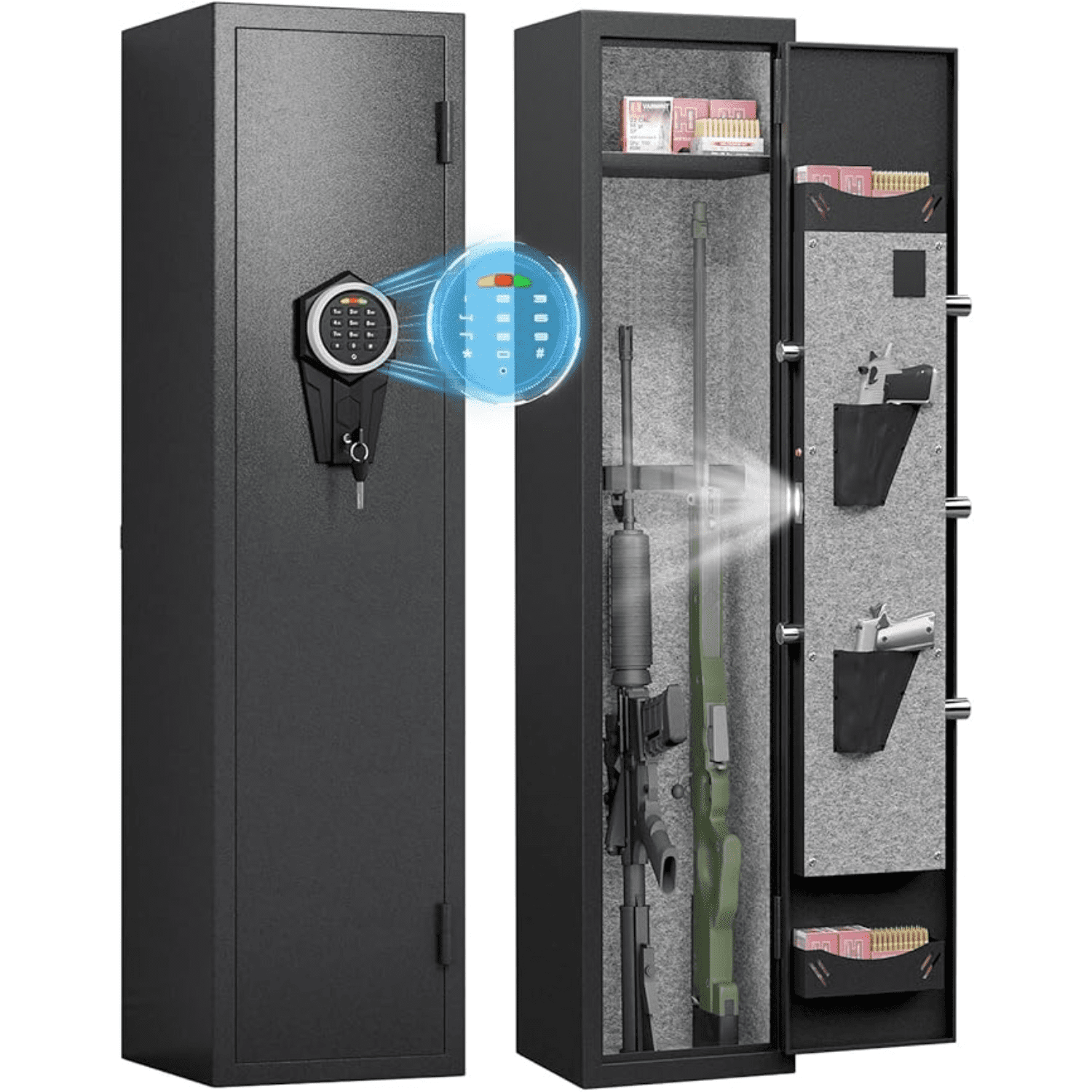Gun Safe, 1-2 Gun Safes for Home Rifle and Pistols, Quick Access Gun ...