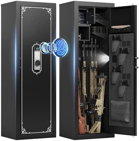 Gun Safe, 10-14 Biometric Gun Safe for Rifles and Pistols, Fingerprint ...