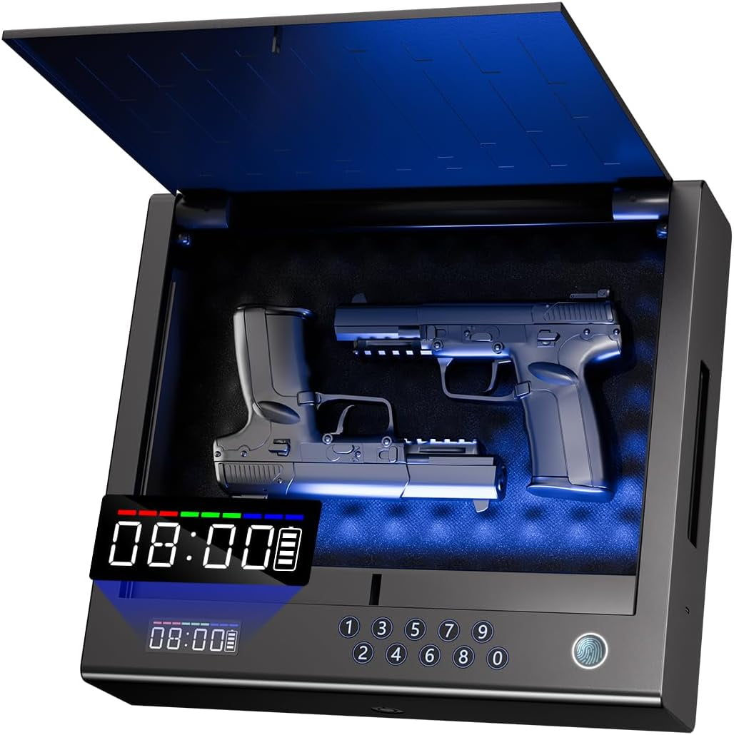 Gun Safe,Biometric Gun Safe for Pistols,Fingerprint ≤0.1s Quick Access ...