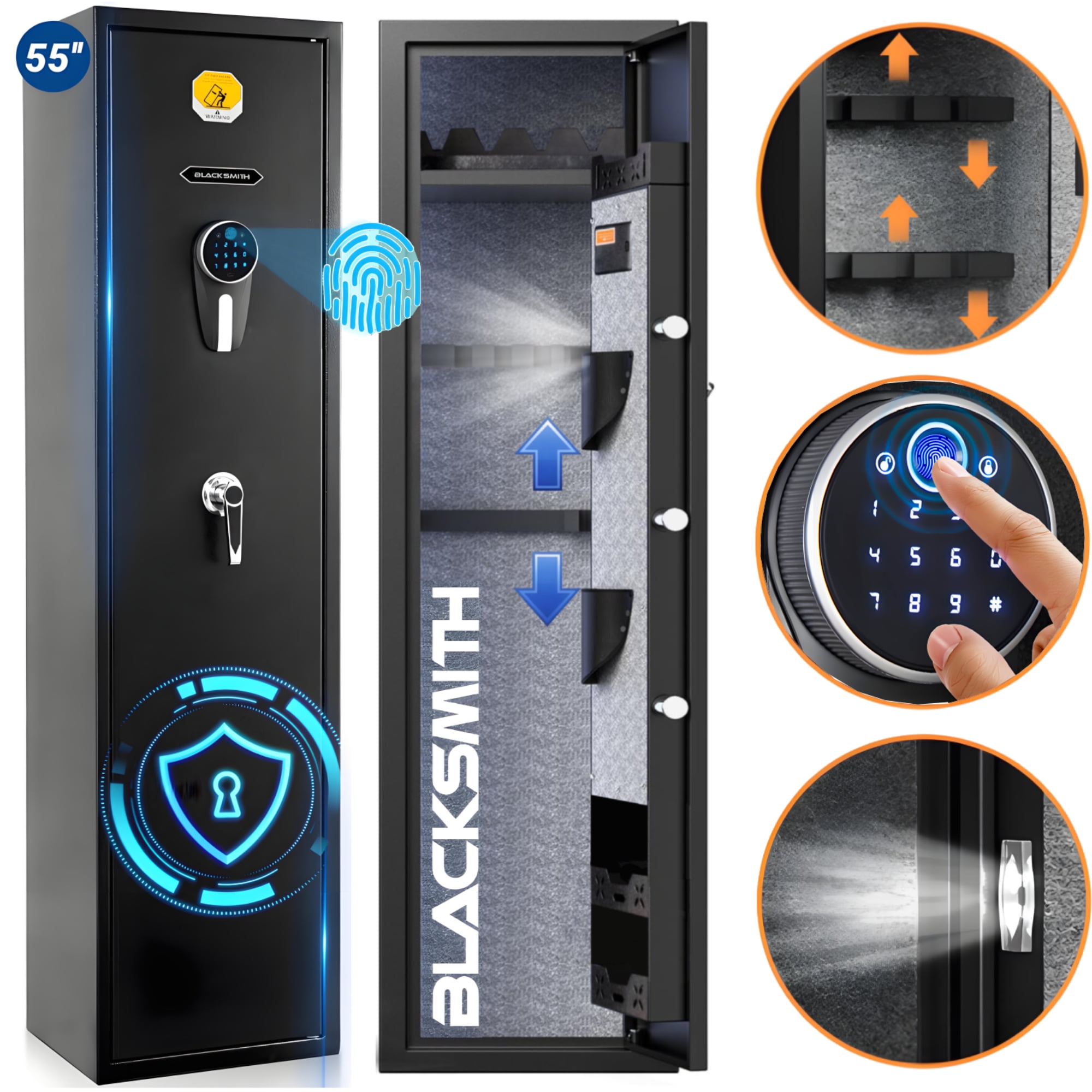 Gun Safe,BlackSmith Biometric Gun Safes,6 Rifle Safe with Fingerprint ...